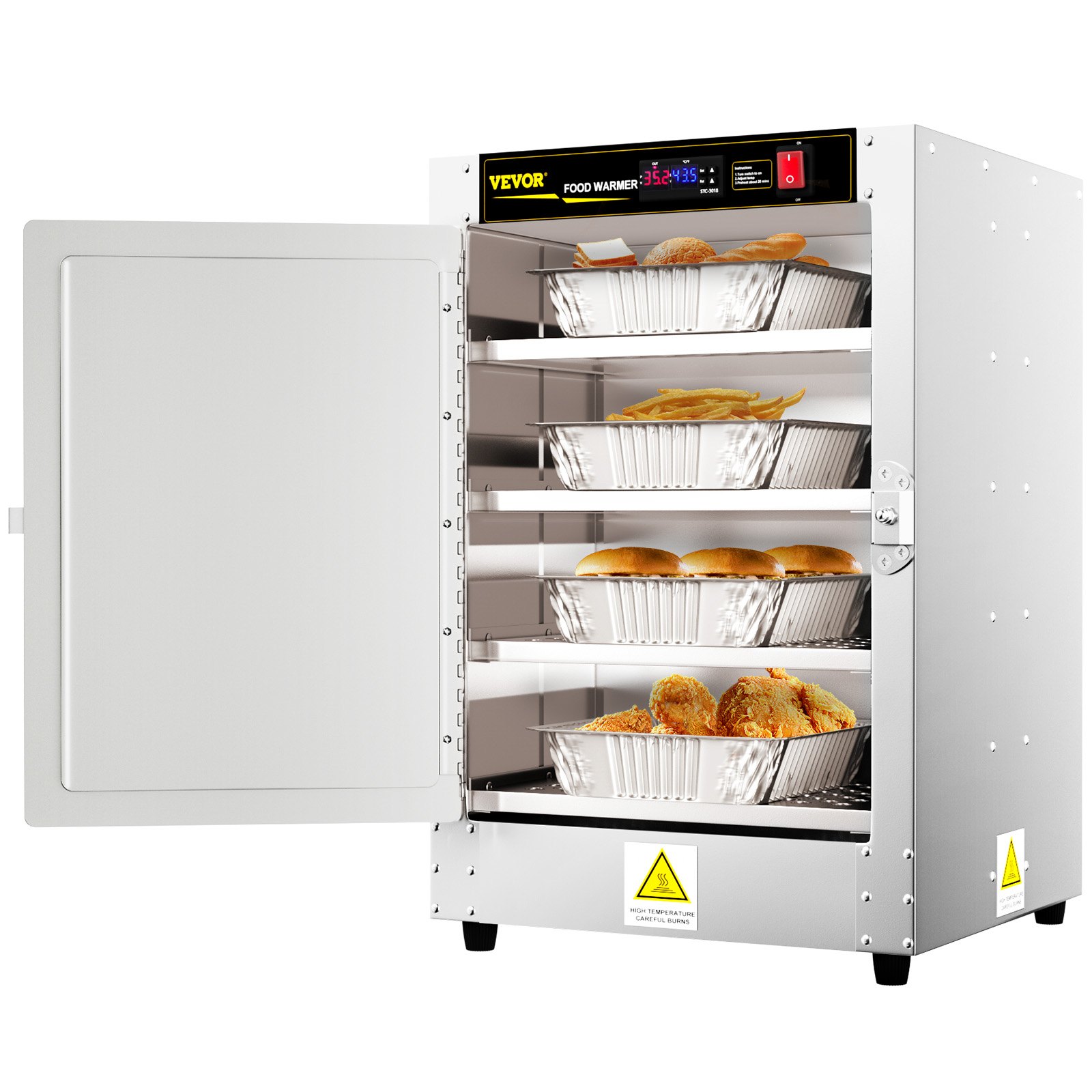 VEVOR Hot Box Food Warmer, 16"x16"x24" Concession Warmer with Water ...