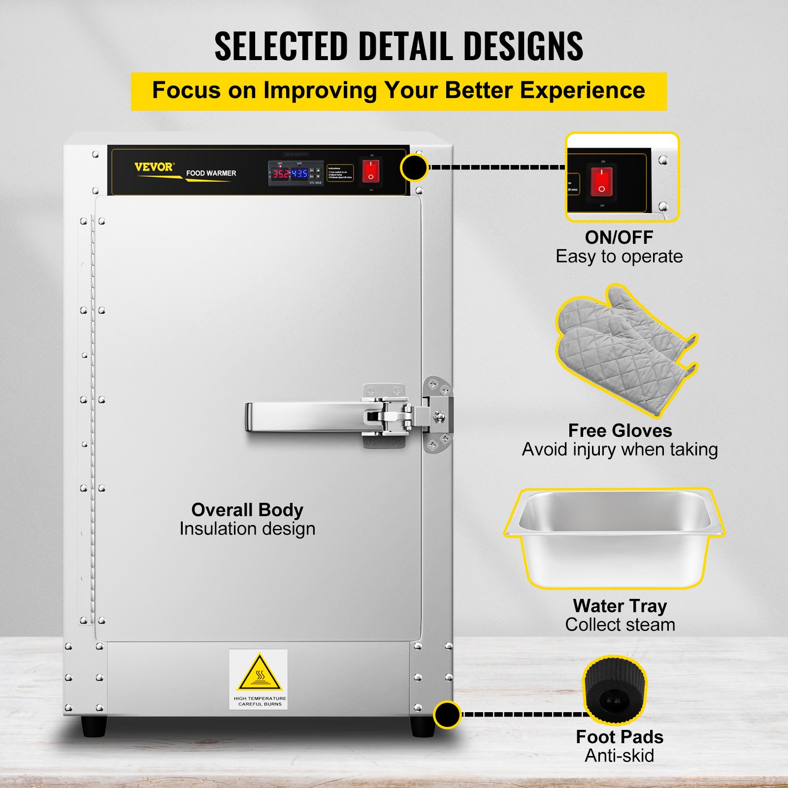 VEVOR Hot Box Food Concession Warmer 16"x22"x24" 4 Shelves for Pizza ...