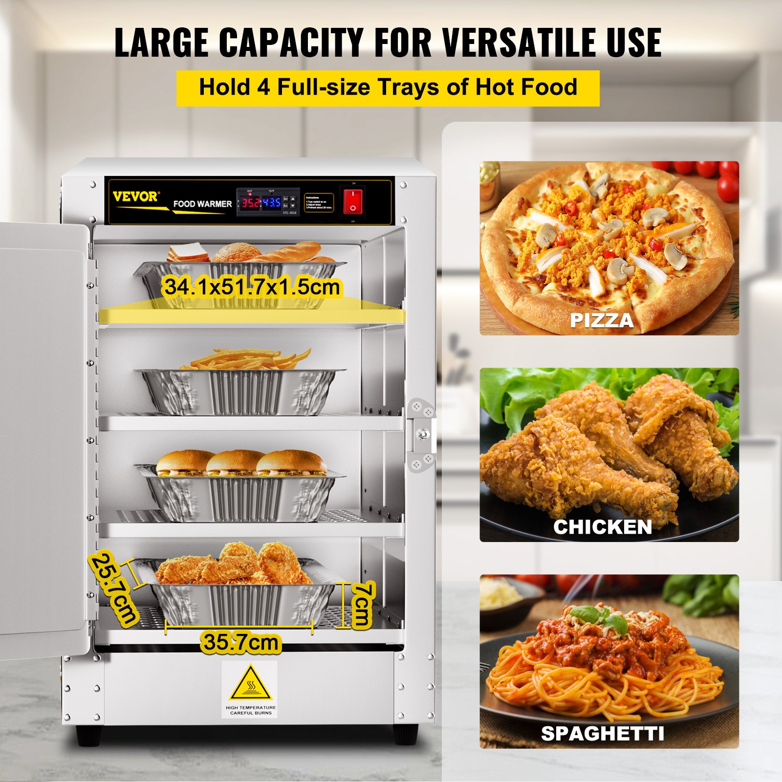 VEVOR Hot Box Food Warmer, 16"x22"x24" Concession Warmer with Water ...