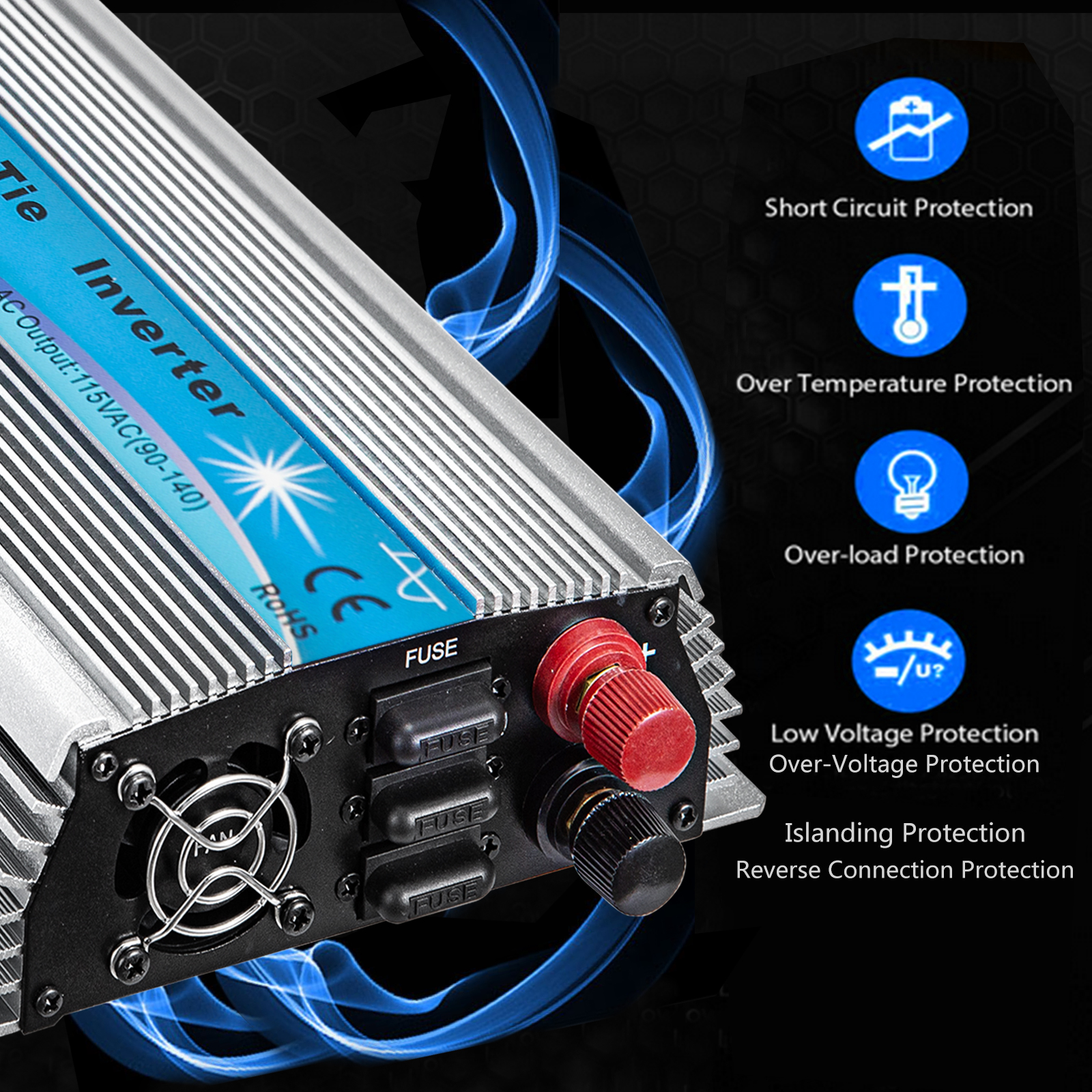 1000w Grid Tie Inverter 110v Use For 24v/36v Solar Panel Pure Sine Wave ...