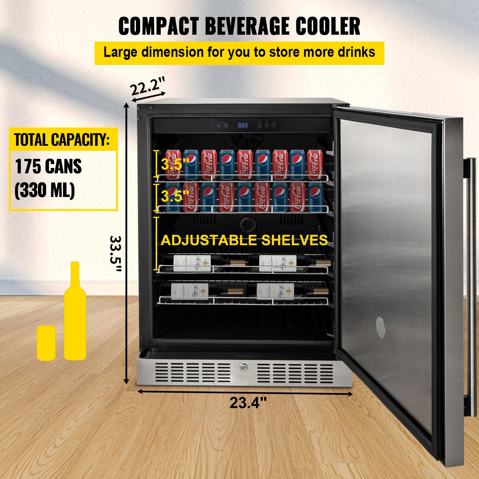 VEVOR 150L Outdoor Refrigerator, 24" Built-in Undercounter Refrigerator ...