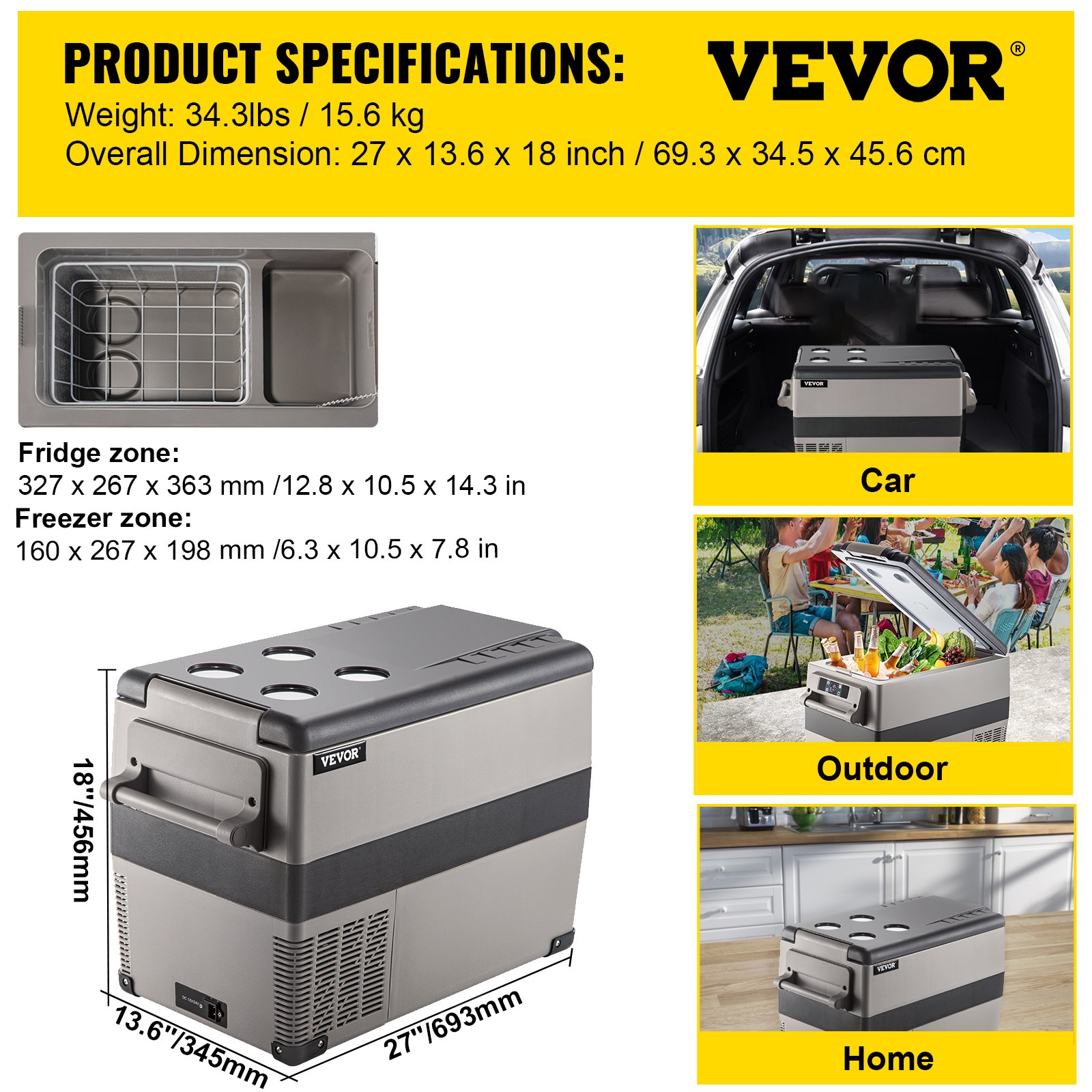VEVOR VEVOR Portable Small Car Freezer 45L Mini Car Freezer ...