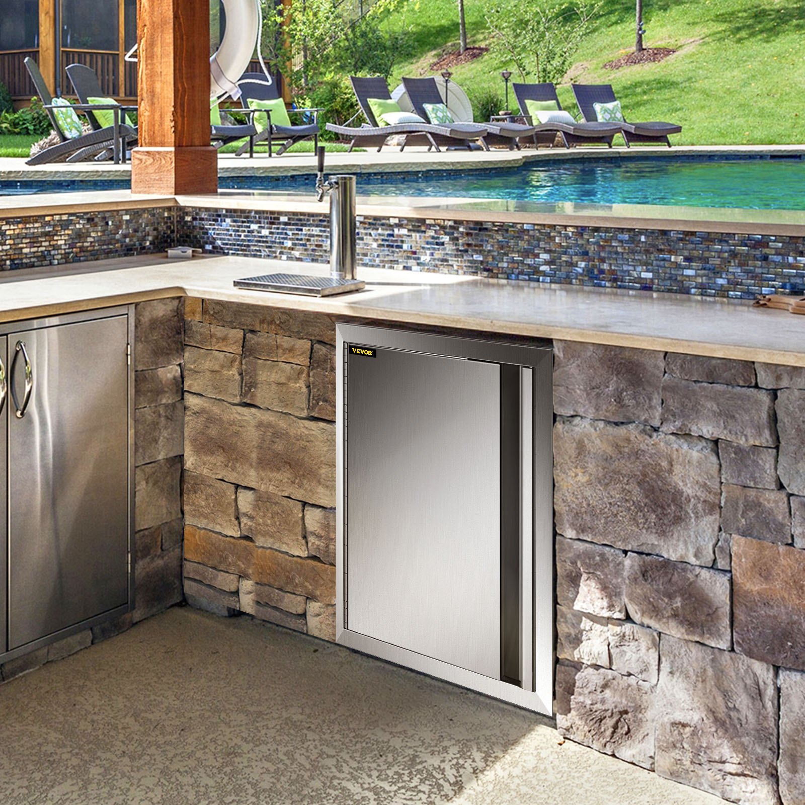 VEVOR BBQ Access Door 17W x 24H Inch, Vertical Single BBQ Door ...
