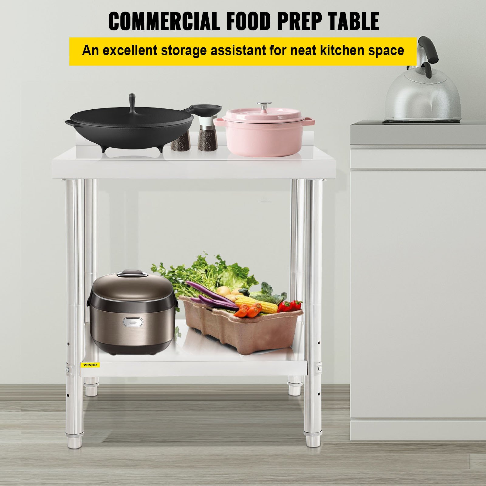 VEVOR Stainless Steel Work Prep Table Commercial Food Prep Table ...