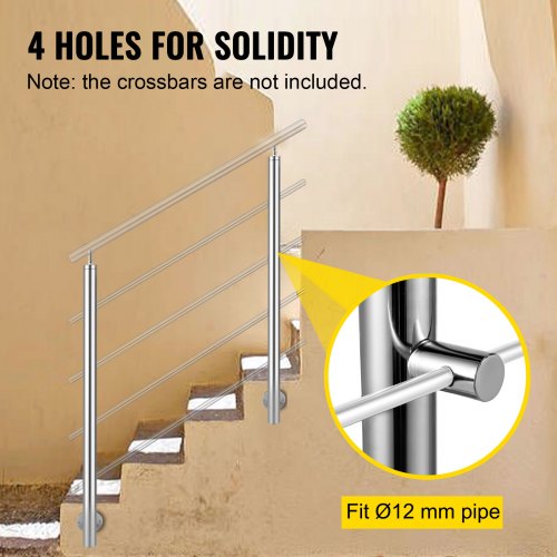 Vevor Adjustable Angle Stair Rail Stair Banister Handrail With 4 ...