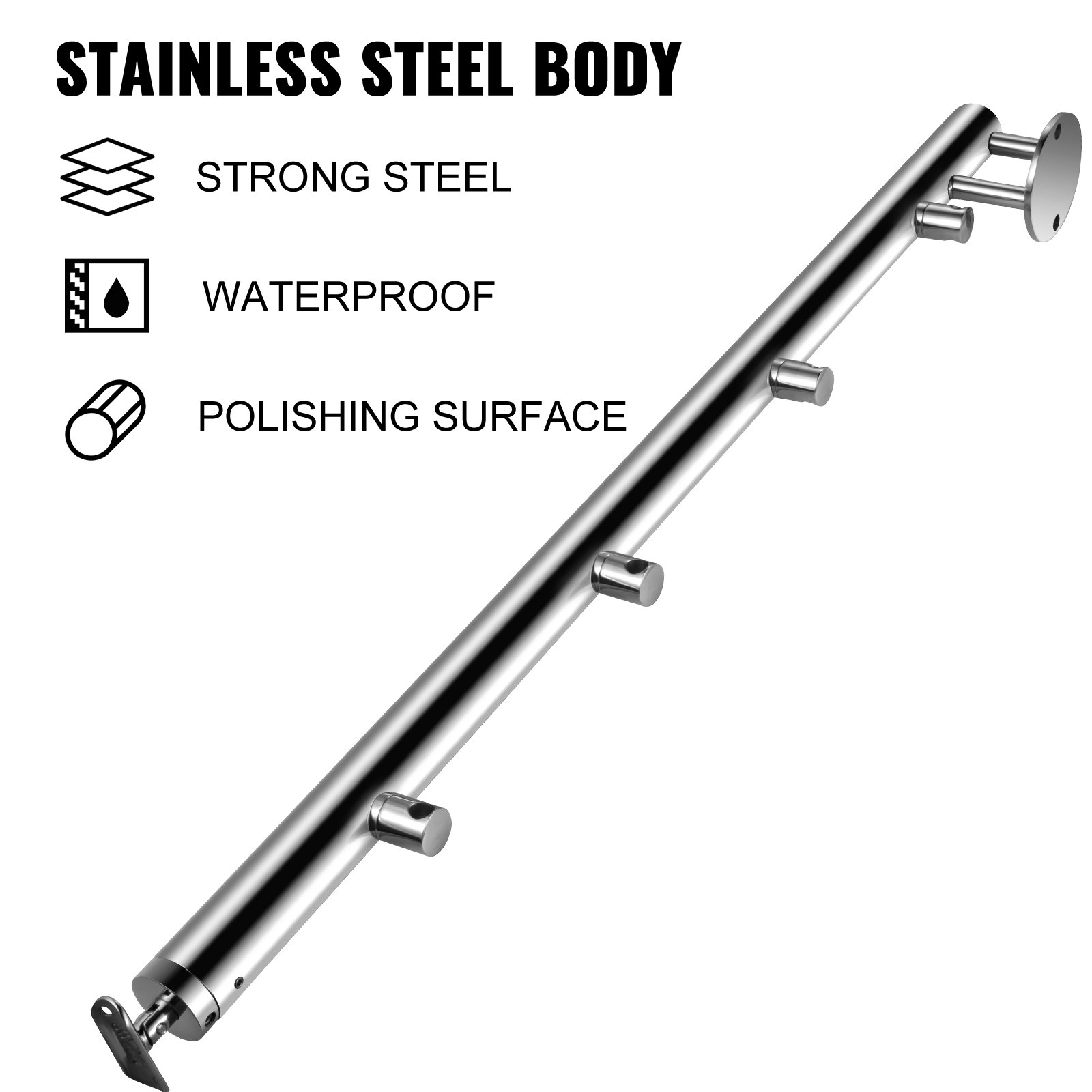 Vevor Adjustable Angle Stair Rail Stair Banister Handrail With 4 ...