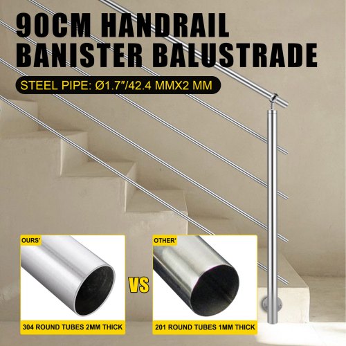 VEVOR Adjustable Angle Stair Rail, 90CM Rail Stair Banister Handrail ...