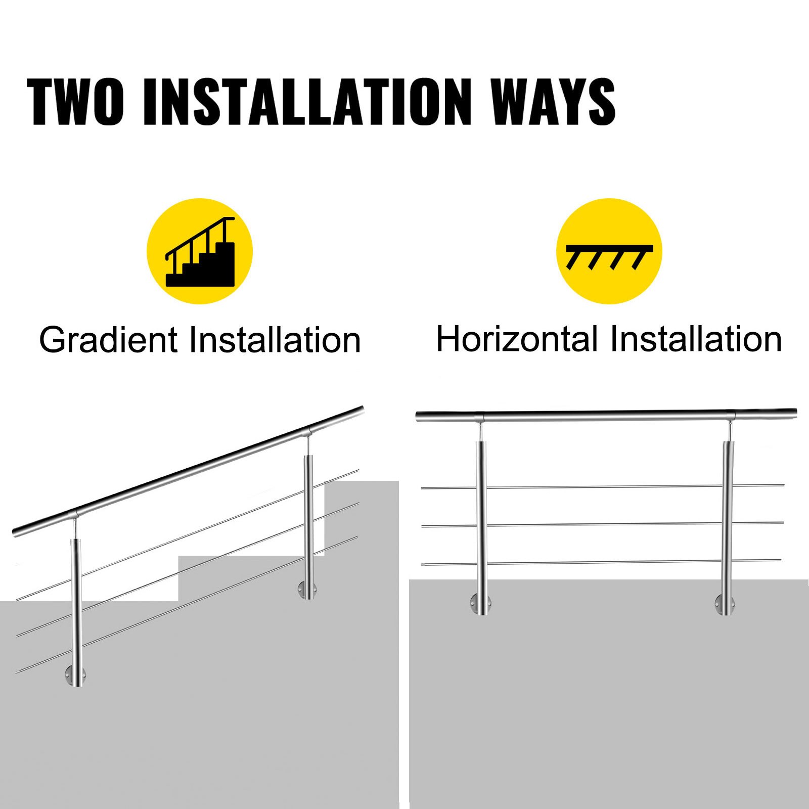 VEVOR Adjustable Angle Stair Rail, 90CM Rail Stair Banister Handrail ...