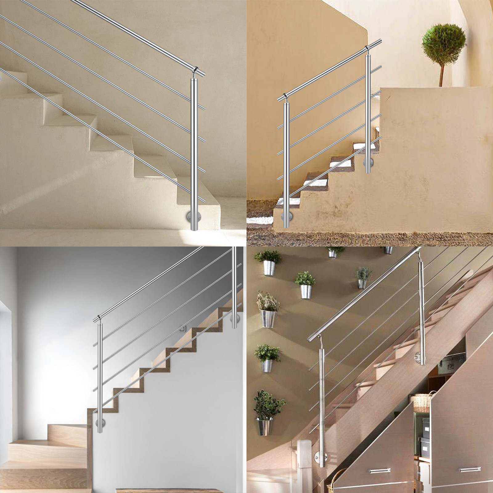 VEVOR Adjustable Angle Stair Rail, 90CM Rail Stair Banister Handrail ...