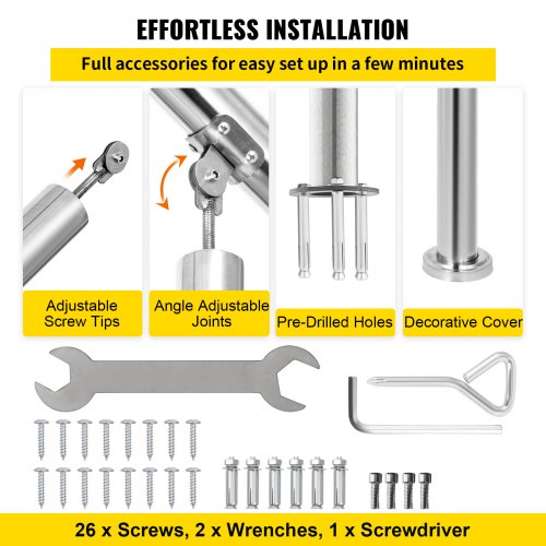 VEVOR Stainless Steel Transitional Handrail fit for Level Surface and 2 ...