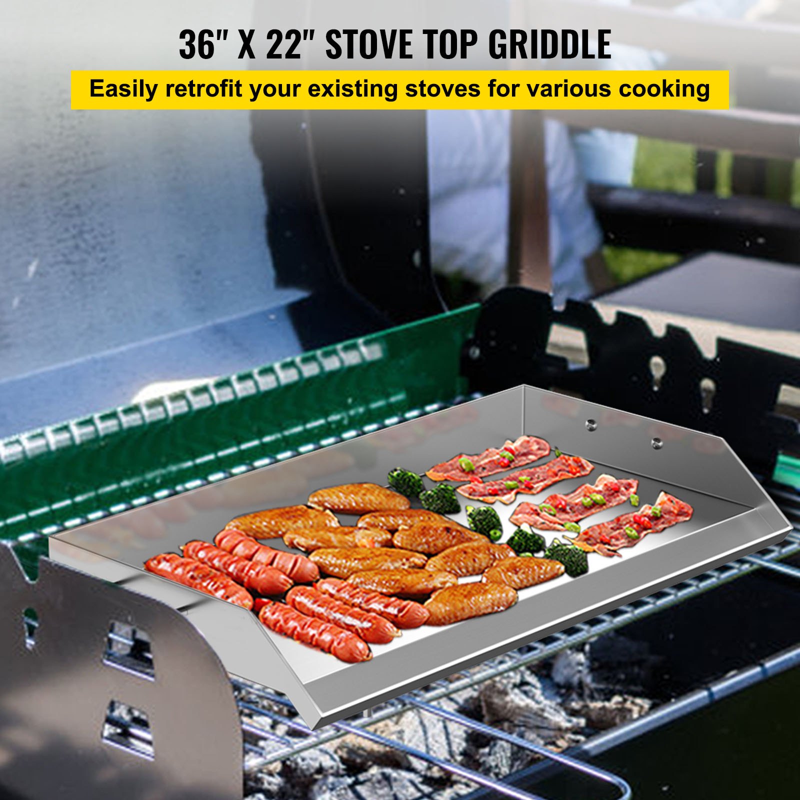 36" X 22" Stainless Steel Griddle Flat Top Grill For Triple Bbq Stove ...