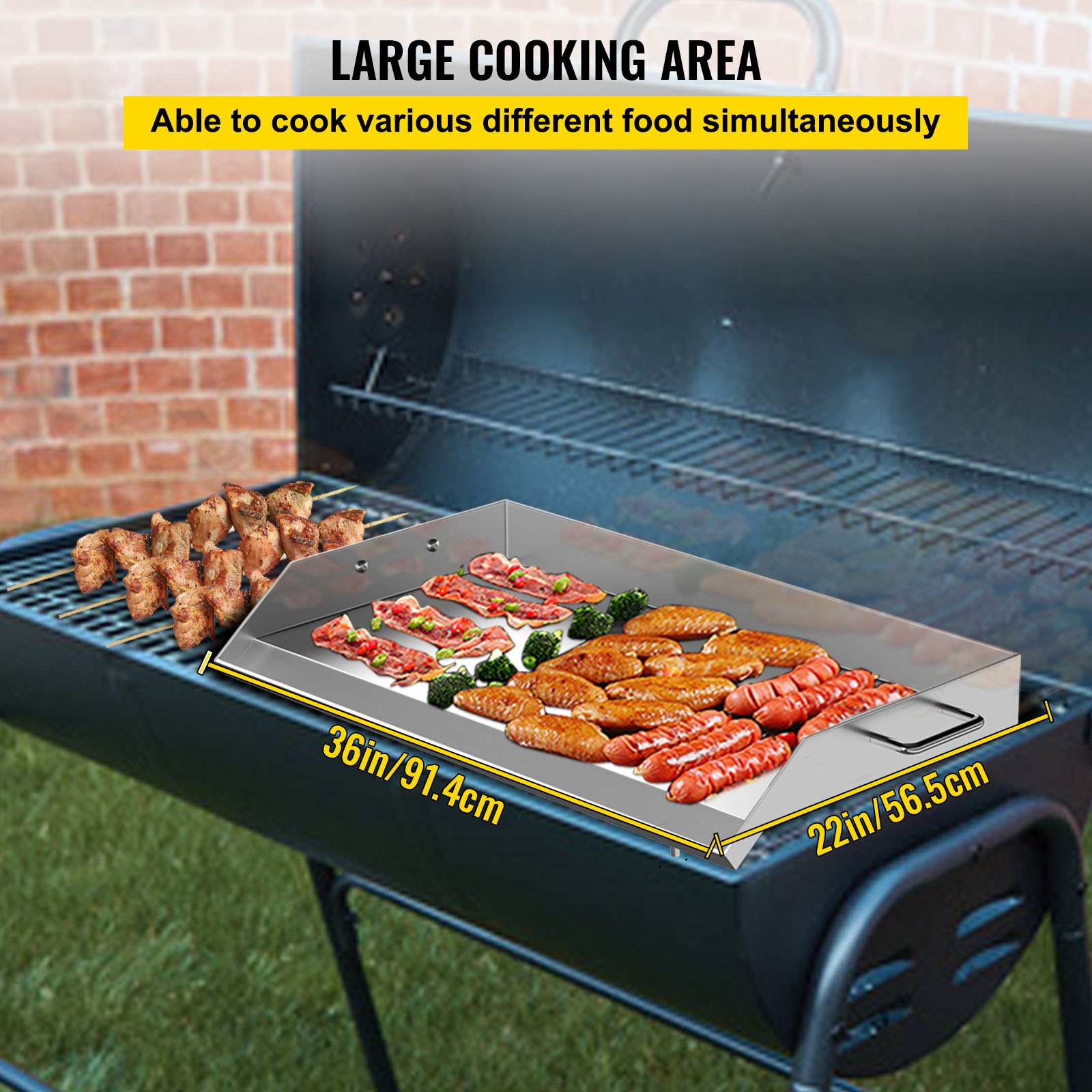 VEVOR Stainless Steel Griddle,36" x 22" Universal Flat Top Rectangular ...