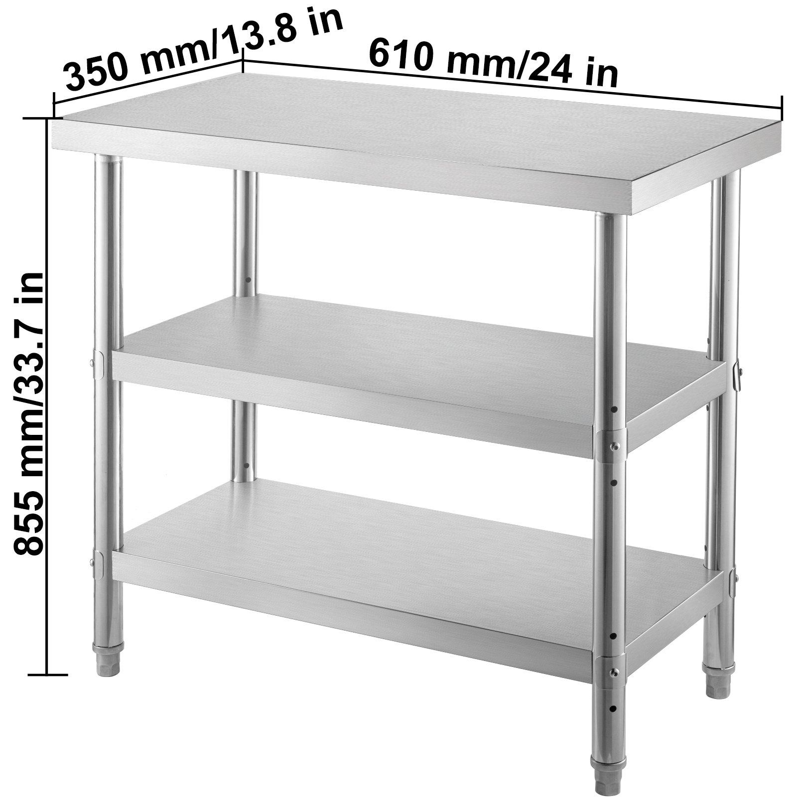 VEVOR Outdoor Food Prep Table, 24x14x33 in Commercial Stainless Steel ...