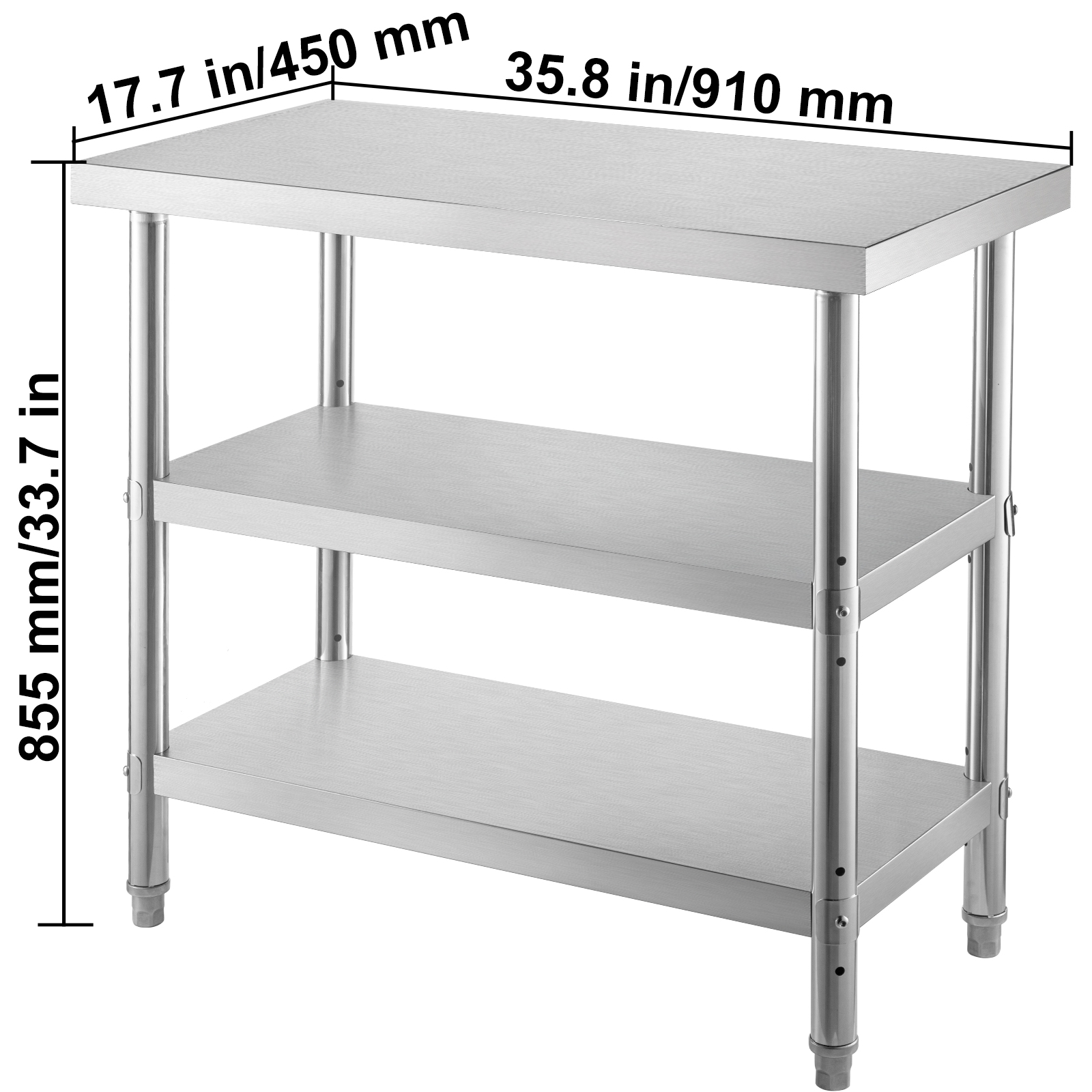 VEVOR Outdoor Food Prep Table, 36x18x34 inch Commercial Stainless Steel ...