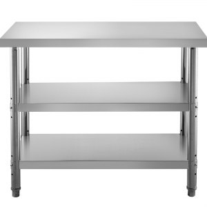 Vevor Commercial Stainless Steel Work Table Bbq Prep Table 48x14x33in ...