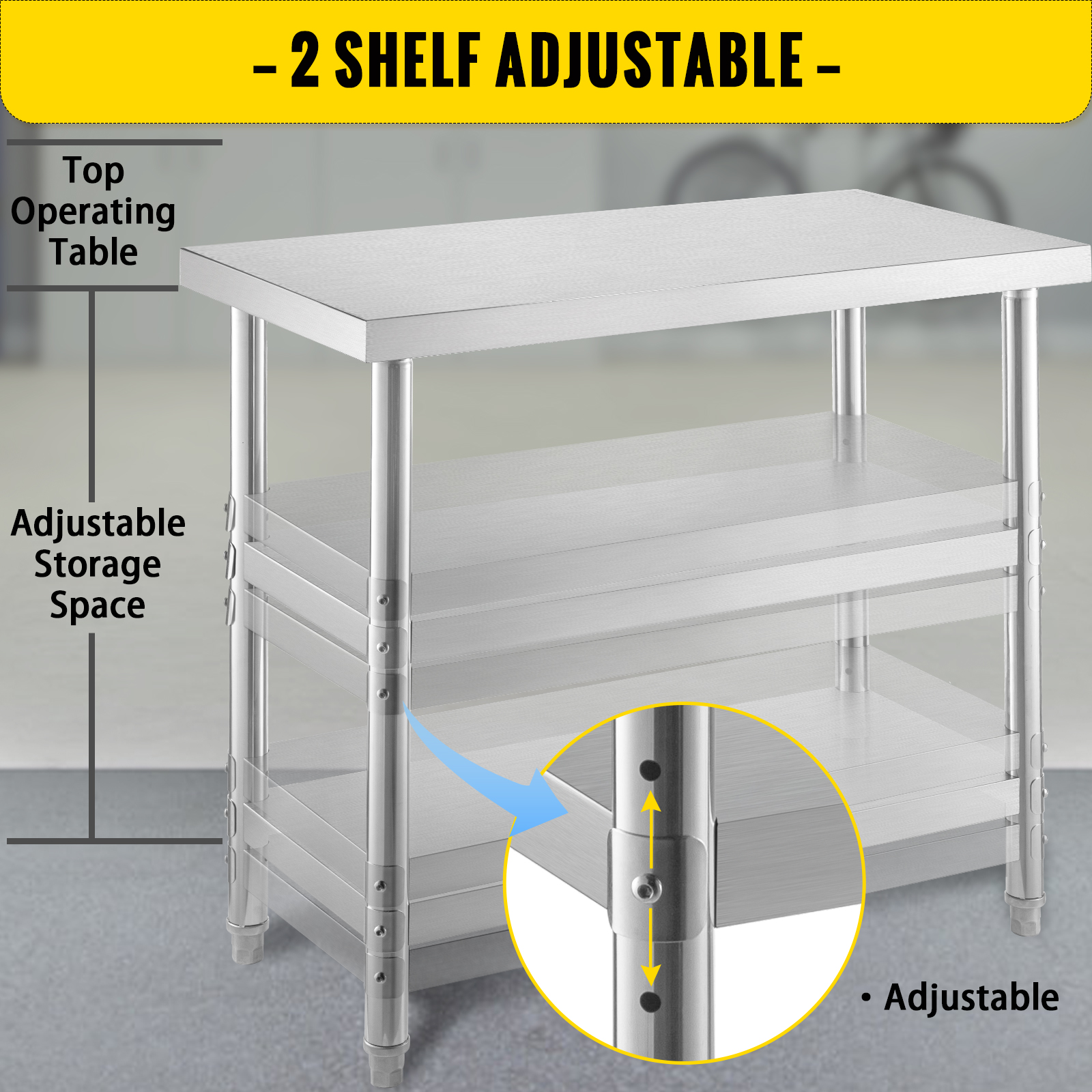Vevor Commercial Stainless Steel Table Bbq Prep Table 48x18x33in ...