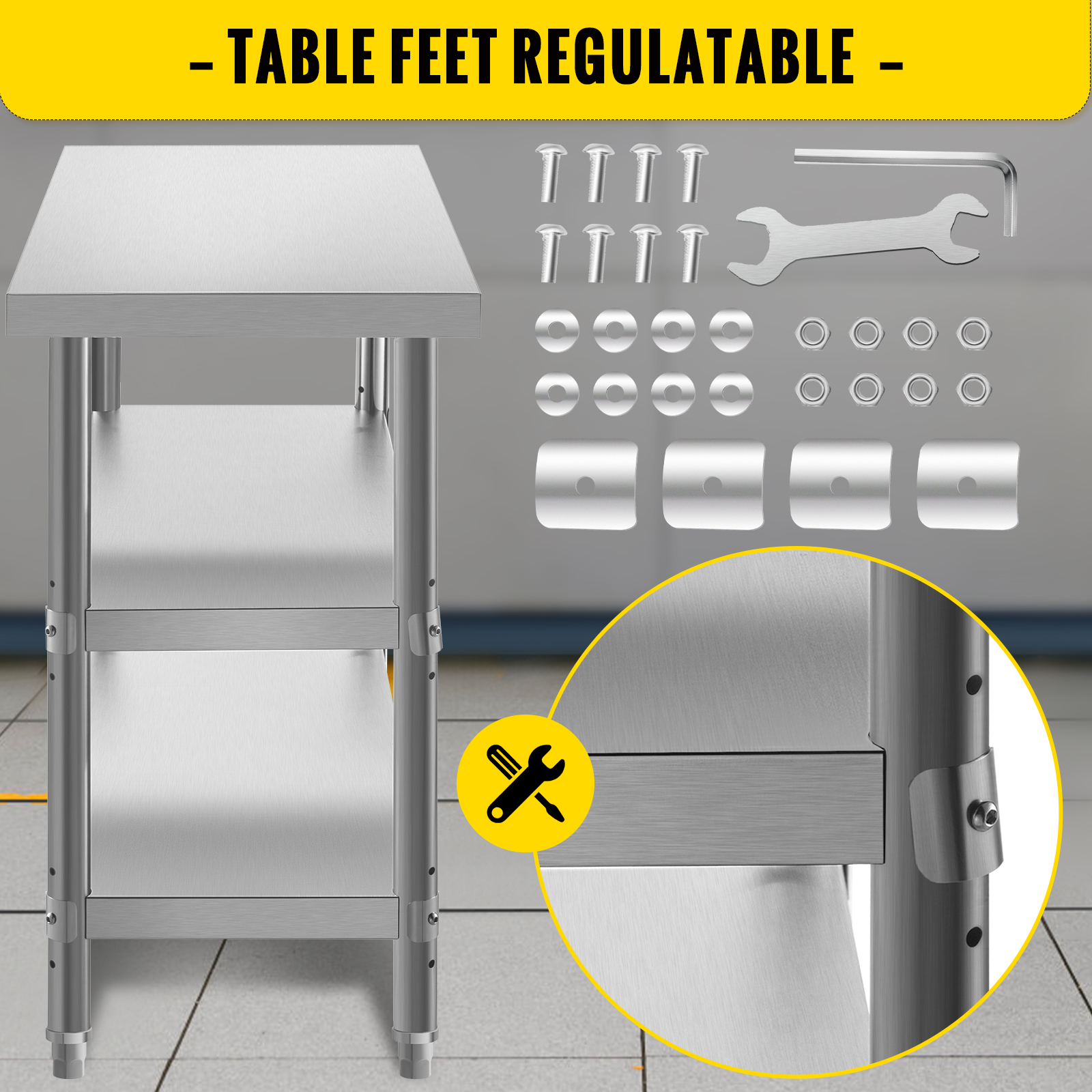 Vevor Commercial Stainless Steel Table Bbq Prep Table 60x14x33in ...