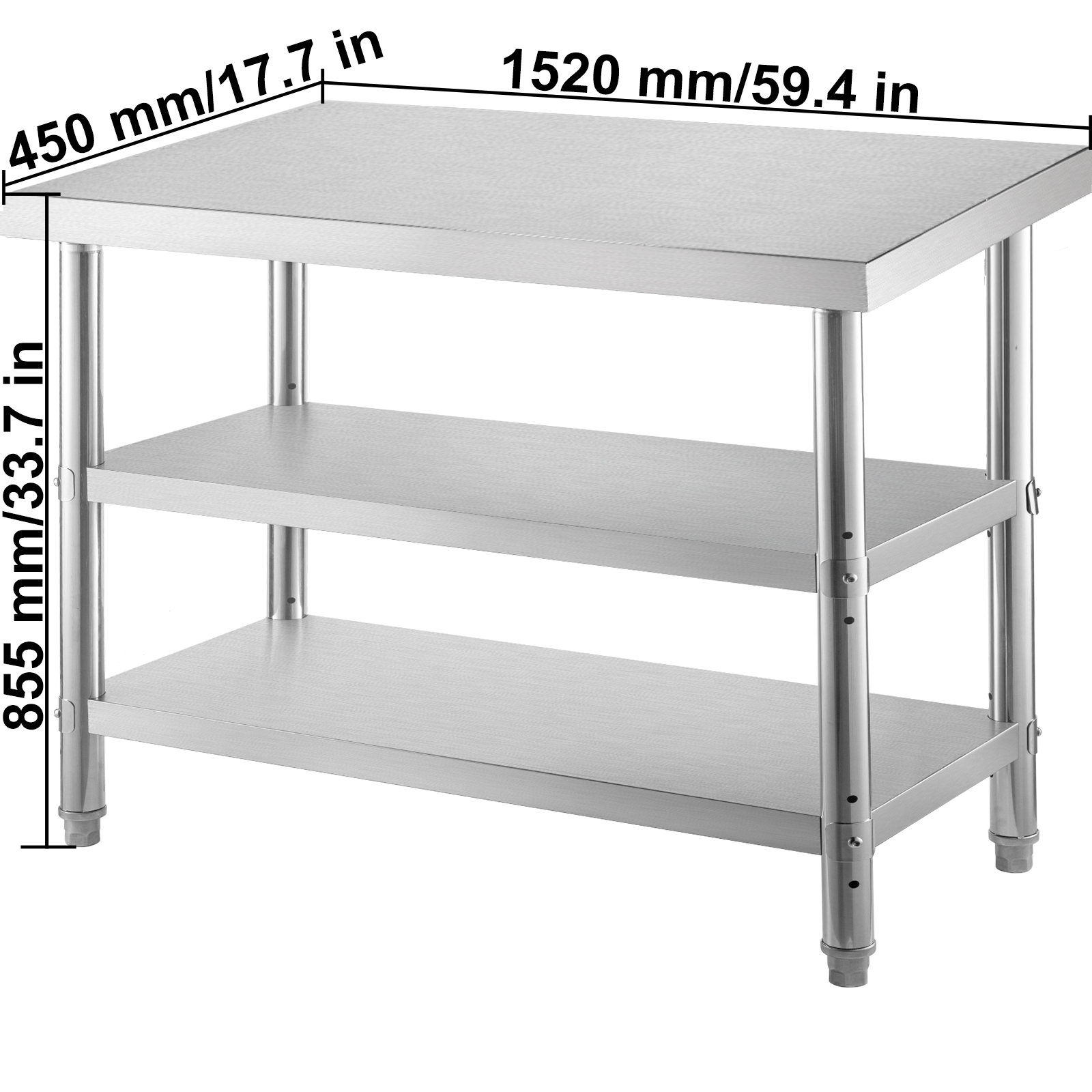 Vevor Commercial Stainless Steel Table Bbq Prep Table 60x14x33in ...