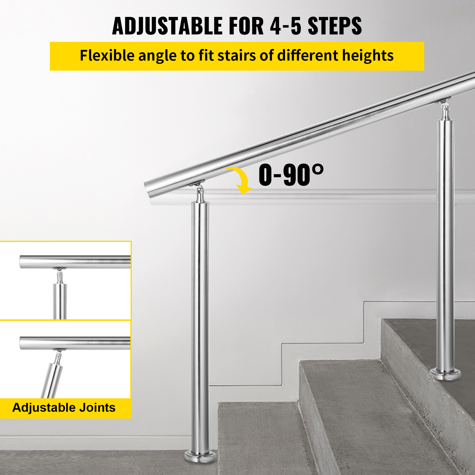 VEVOR Stainless Steel Handrail 551LBS Load Handrail for Outdoor Steps ...
