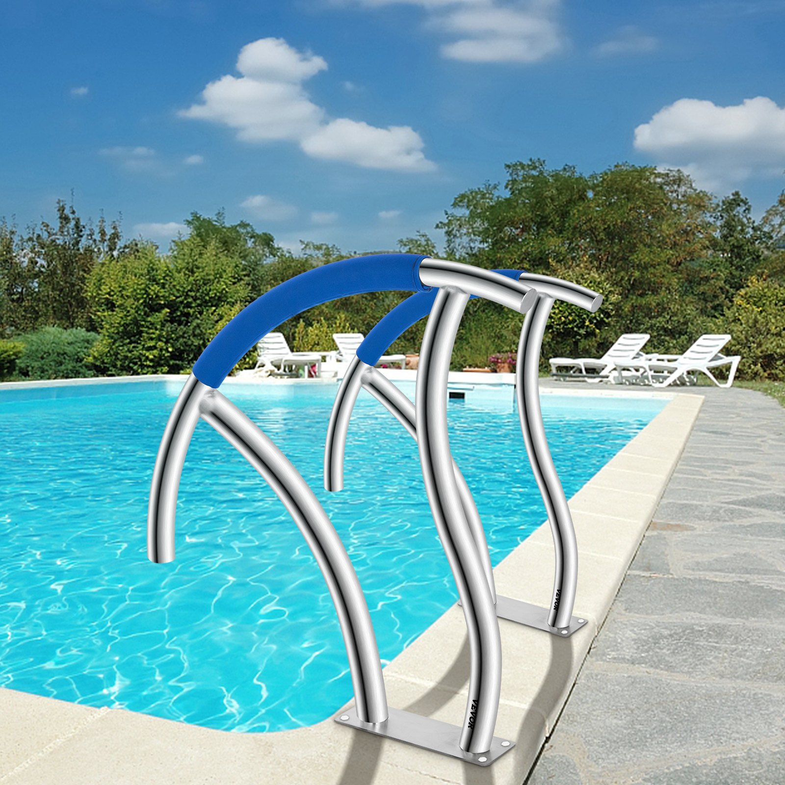 VEVOR VEVOR Pool Handrail, 30" x 30" Swimming Pool Stair Rail, 2 PCs ...