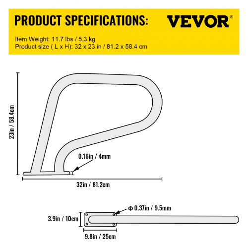 VEVOR VEVOR Pool Rail Pool Railing 81.2x58.4cm Pool Handrail Stainless ...