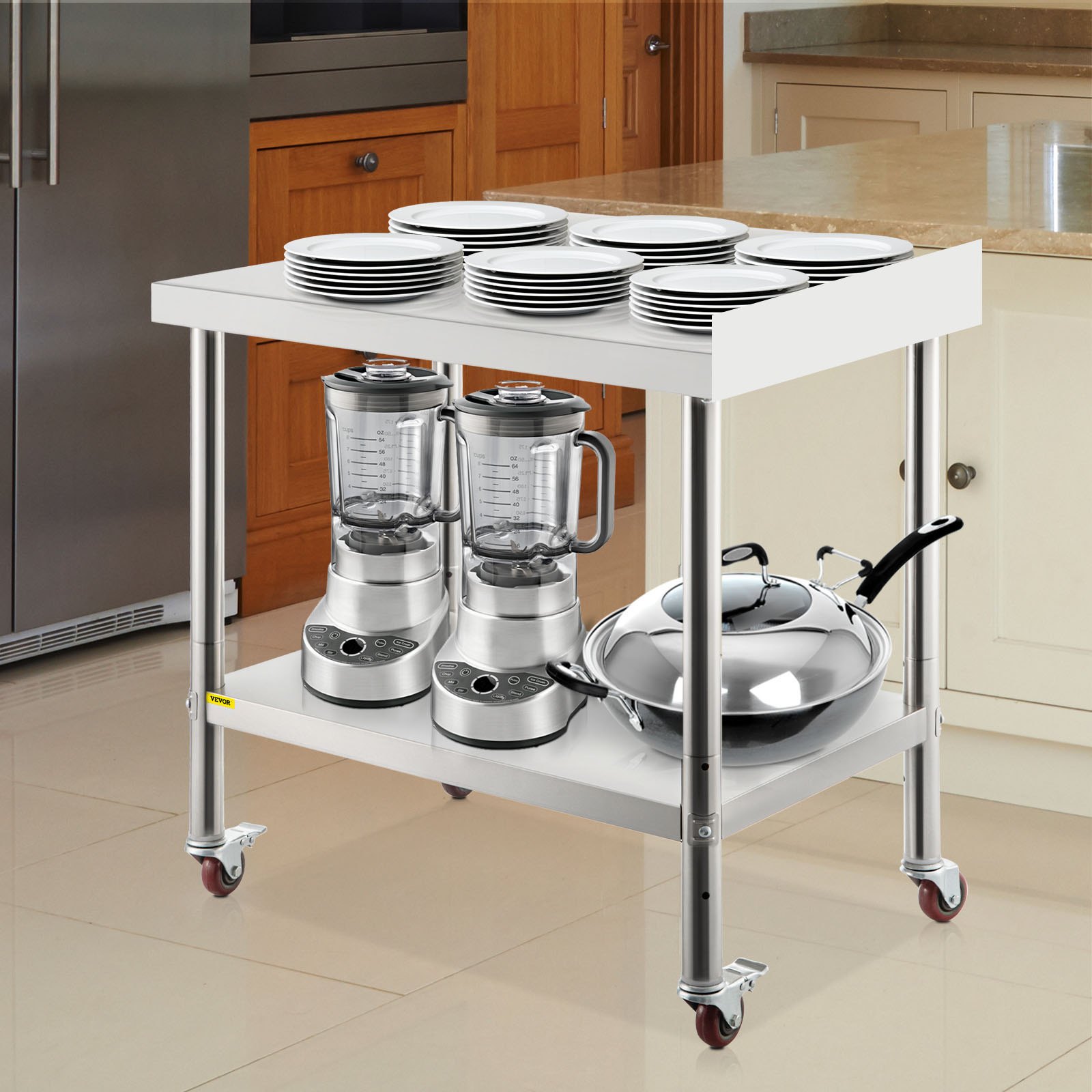 VEVOR Stainless Steel Prep Table, 24 x 15 x 35 Inch, 440lbs Load ...