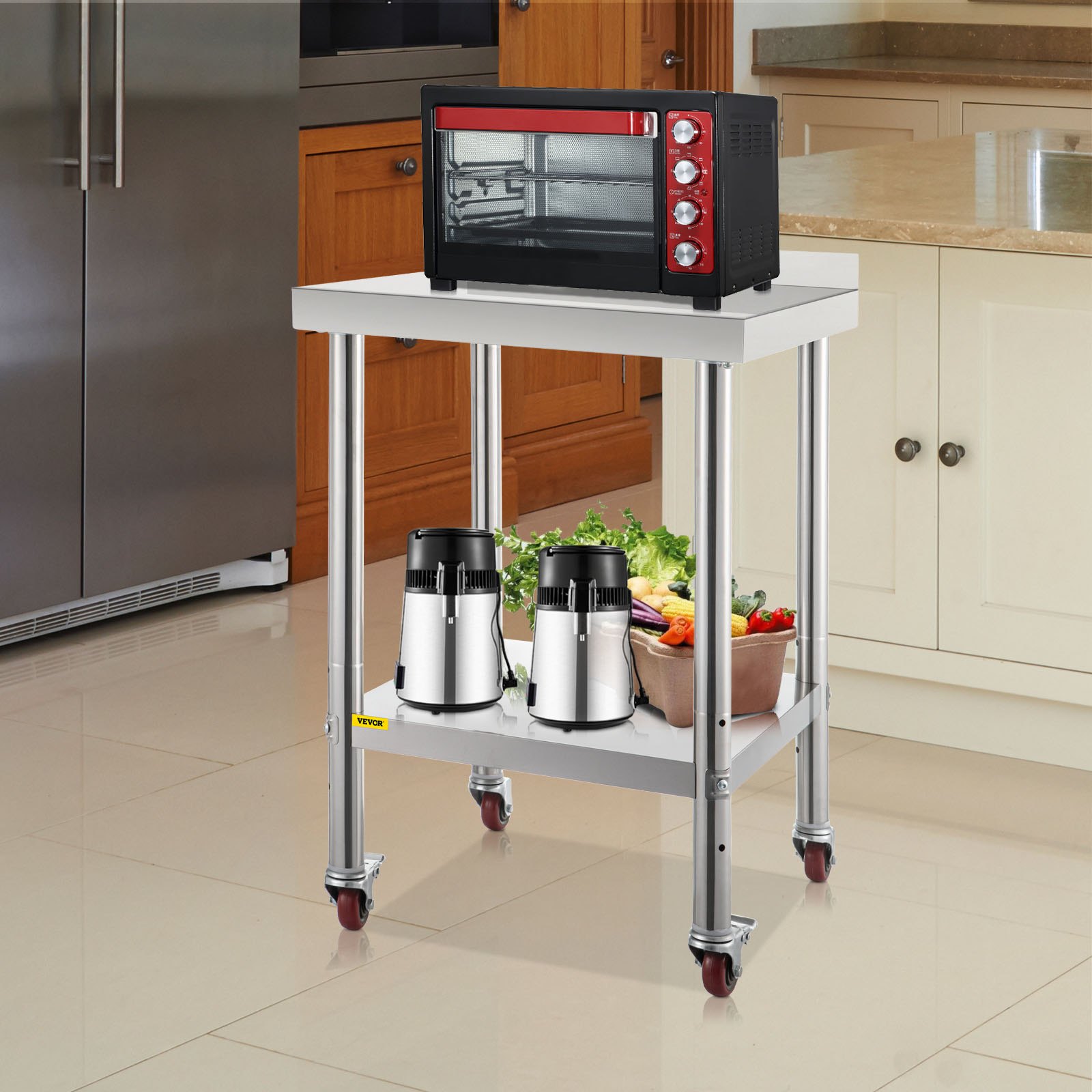 VEVOR Stainless Steel Prep Table, 24 x 24 x 35 Inch, 440lbs Load ...