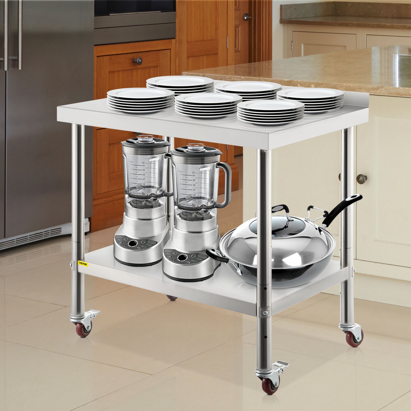 VEVOR Stainless Steel Prep Table, 30 x 24 x 35 Inch, 440lbs Load ...