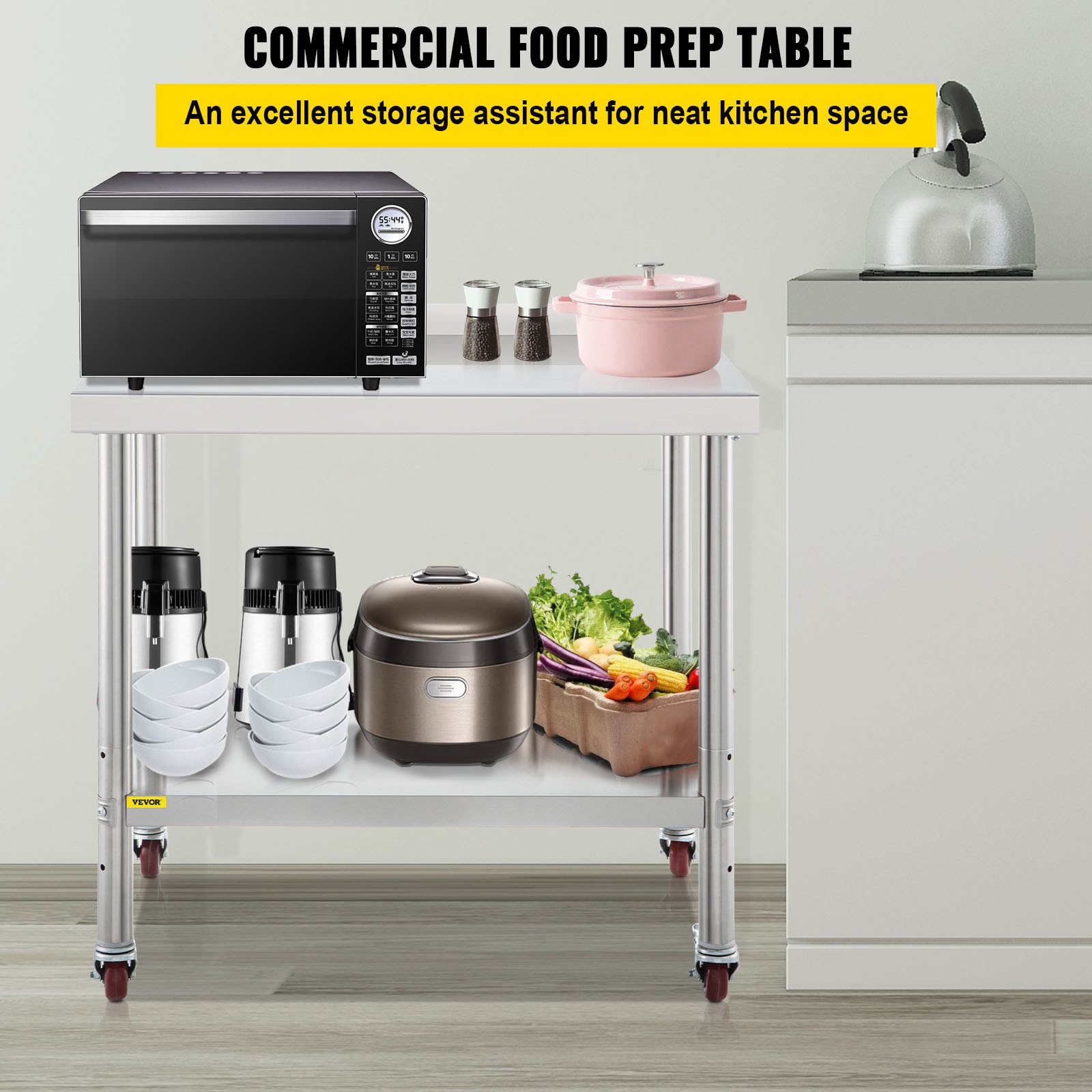 VEVOR VEVOR Stainless Steel Work Prep Table Kitchen Work Table 36x24in ...