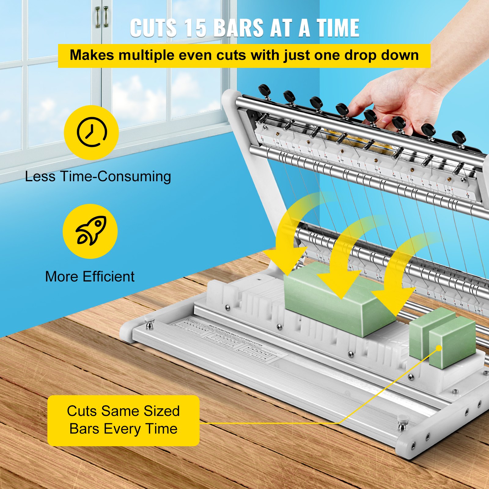 VEVOR Multi Soap Cutter Soap Making Loaf Cutter Cuts 1-15 Bars ...