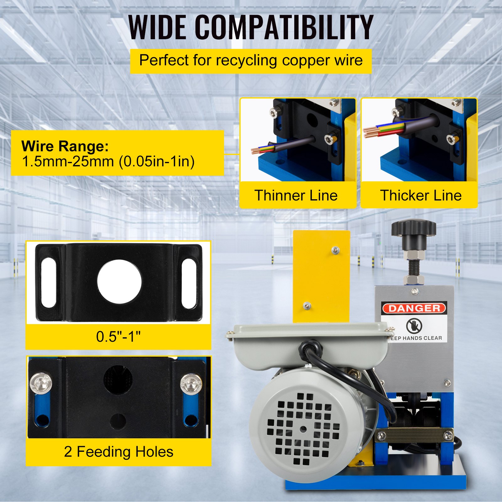 VEVOR Automatic Electric Wire Stripping Machine 0.05"-0.98", Cable Wire ...