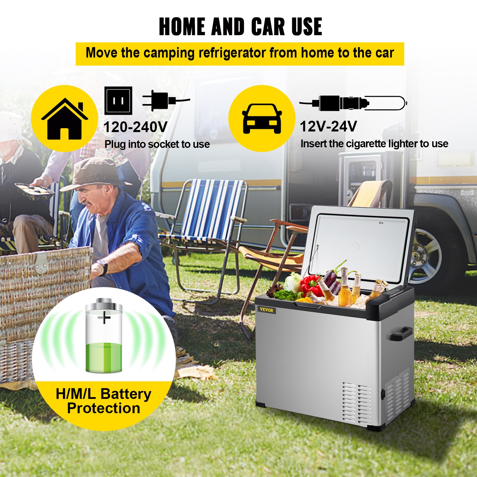 VEVOR 12 Volt Refrigerator, Portable Refrigerator (-4℉~68℉) With APP ...