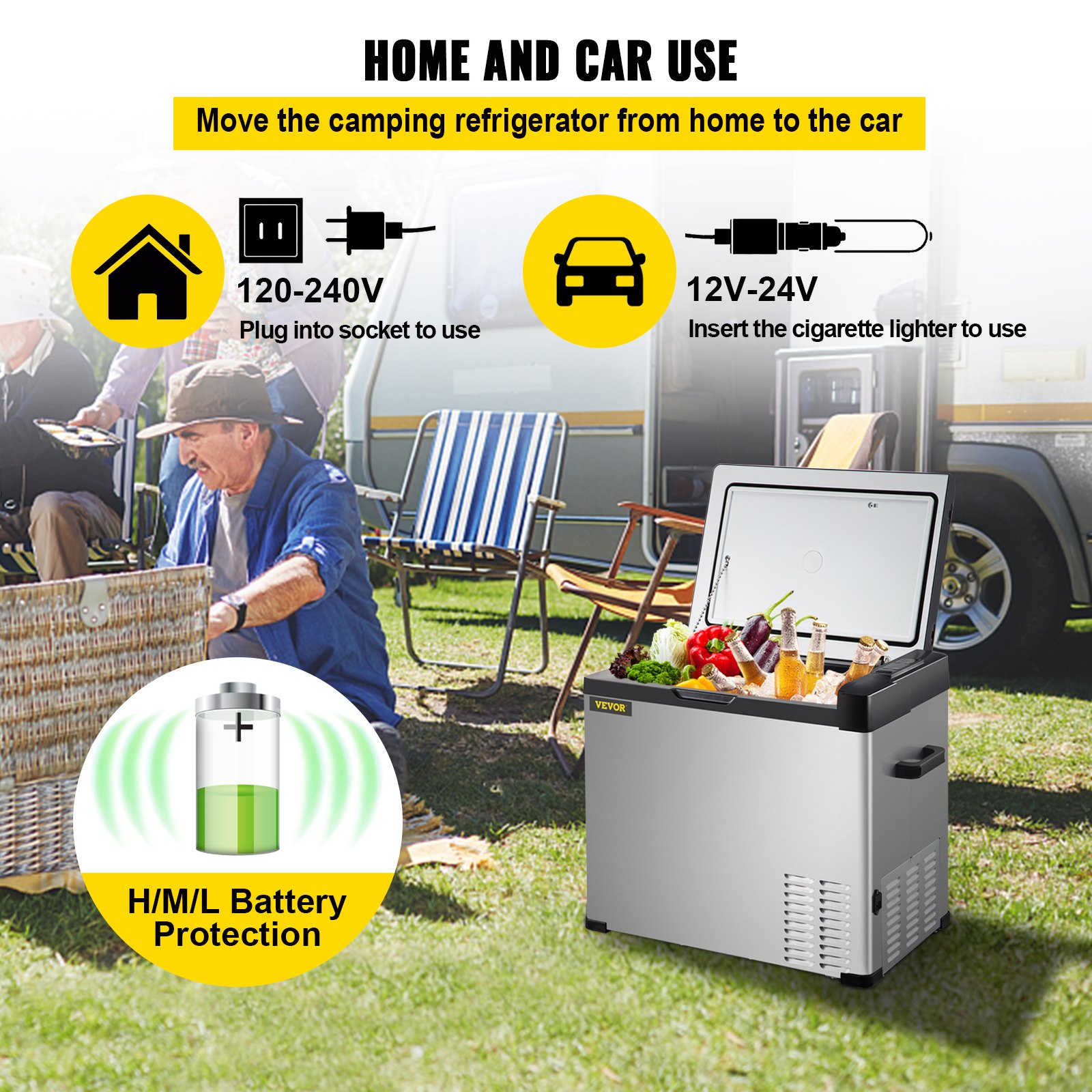 VEVOR VEVOR 12volt Car Refrigerator Portable Freezer 42Qt Camping ...