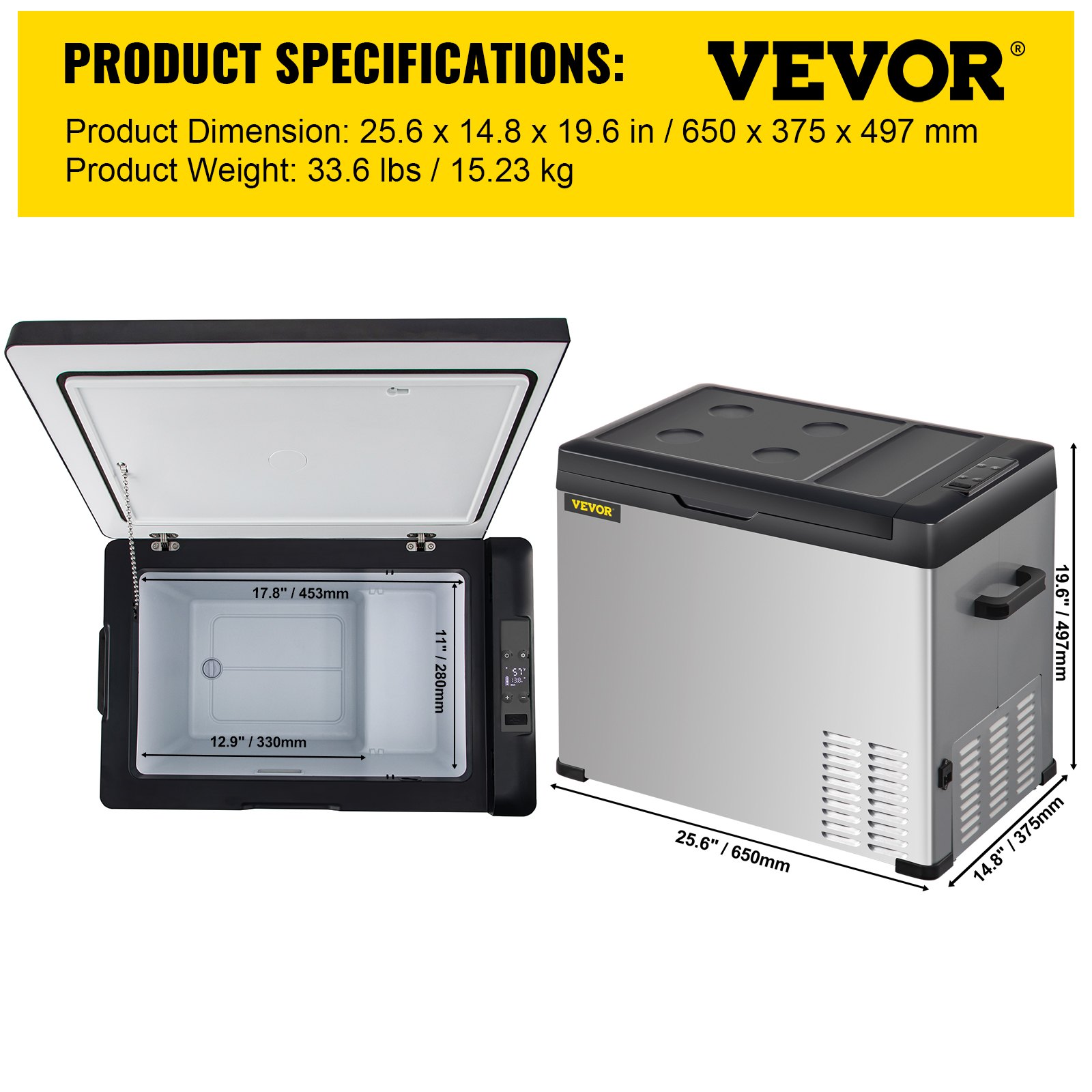 VEVOR VEVOR 12volt Car Refrigerator Portable Freezer 53Qt Camping ...