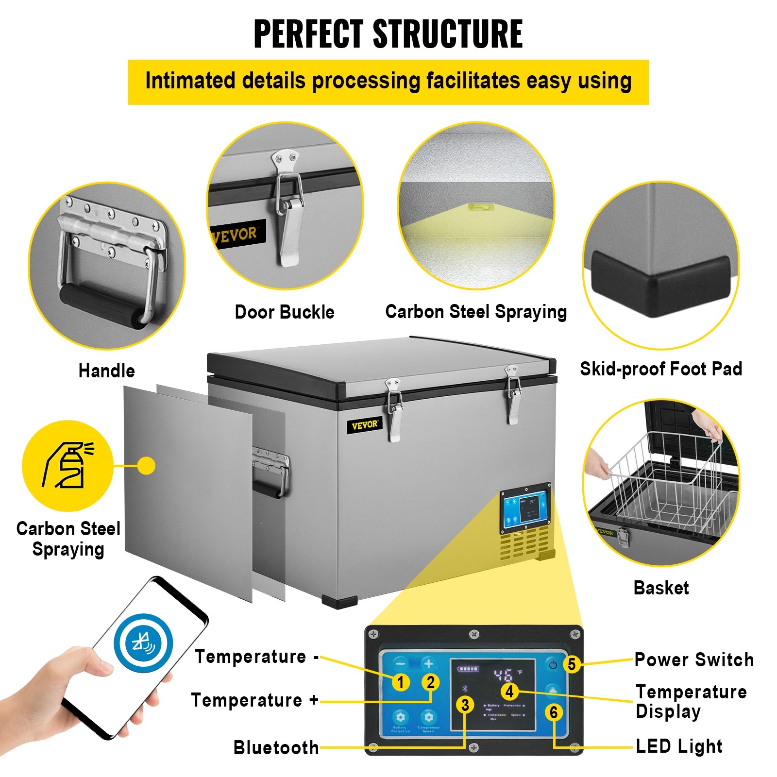 VEVOR Portable Refrigerator 64 Quart, 12 Volt Refrigerator with ...