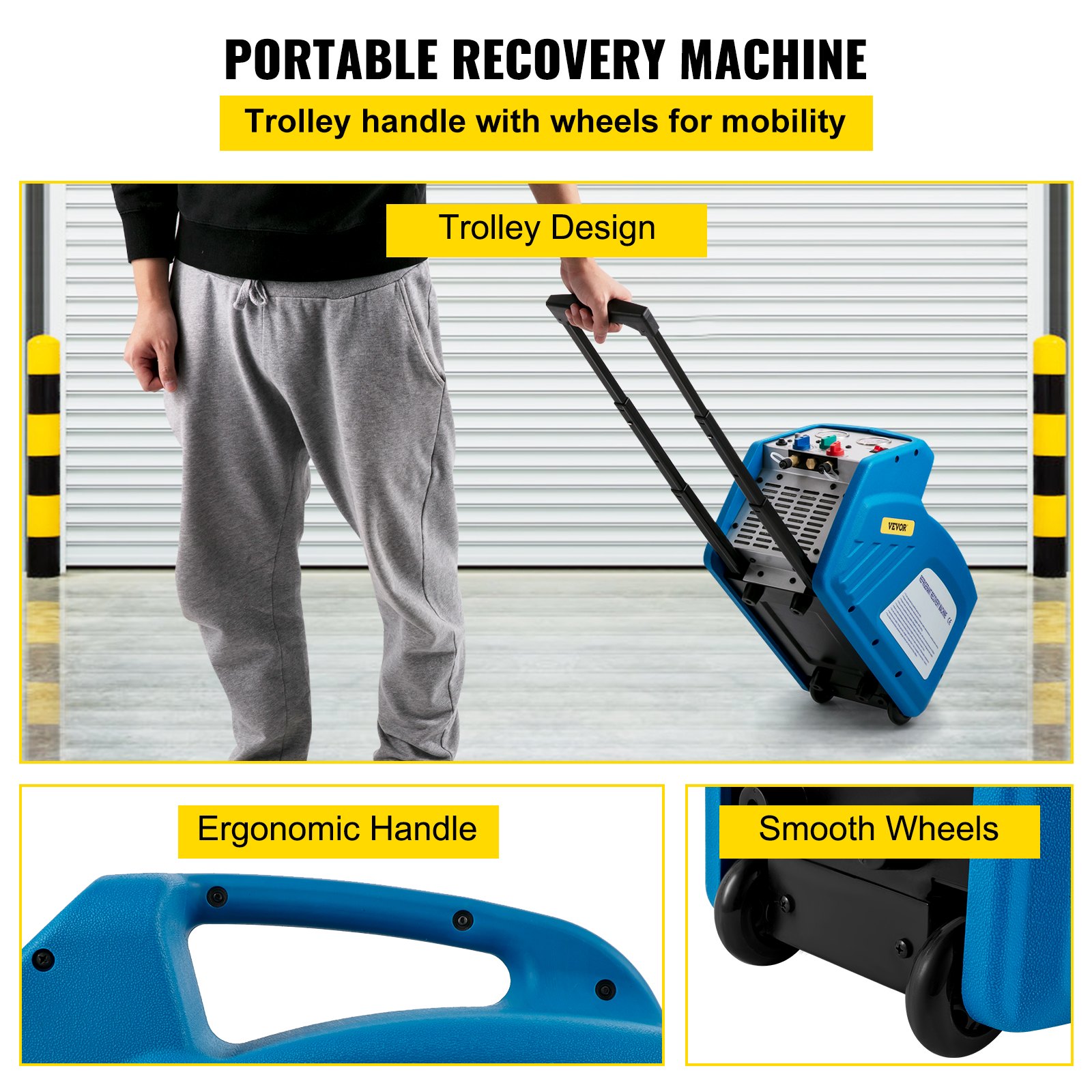 VEVOR Refrigerant Recovery Machine, 1 HP, Dual Cylinders, 115V 60 Hz ...