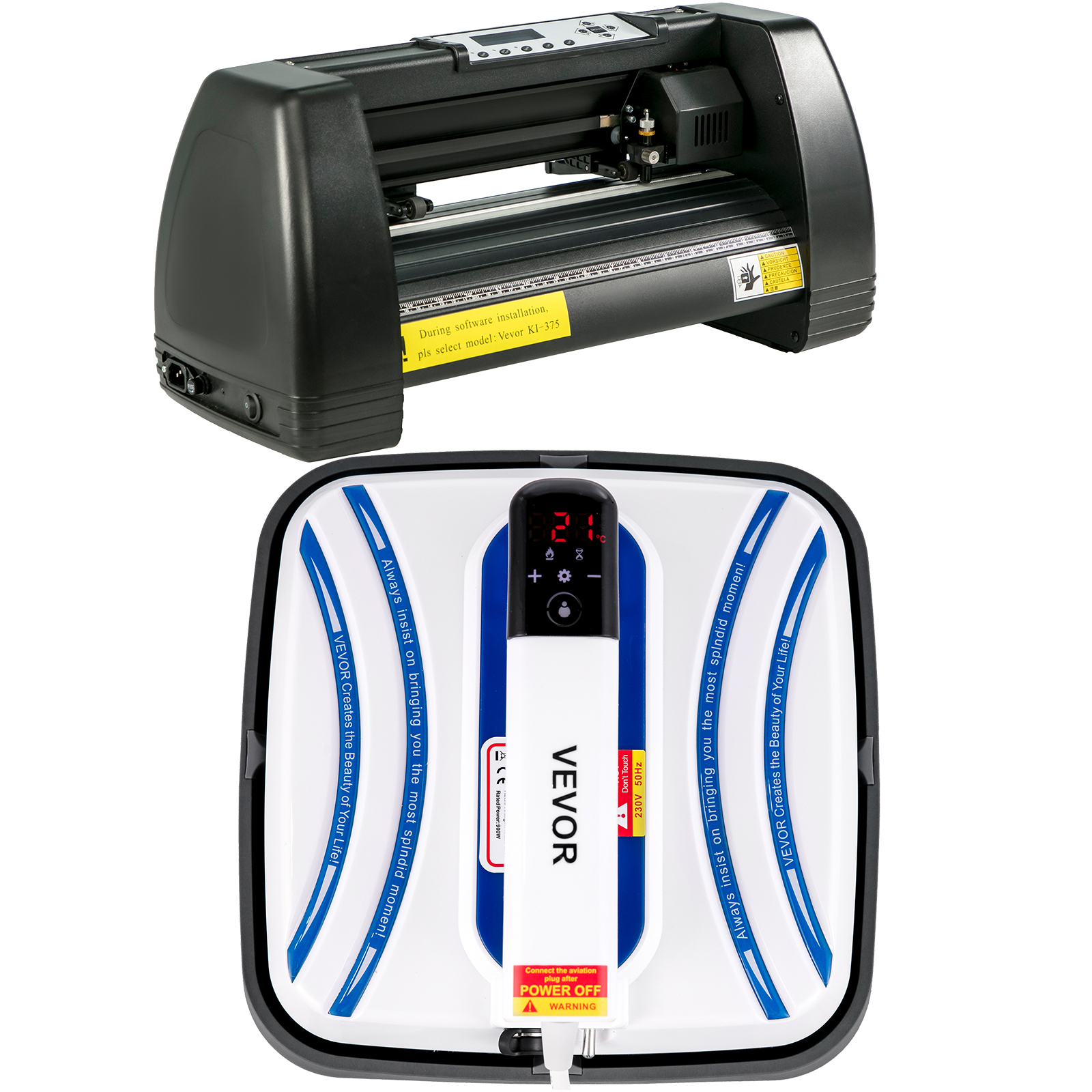 Vevor Heat Press 10"x10" Mini Portable + 14" Vinyl Cutter Plotter ...