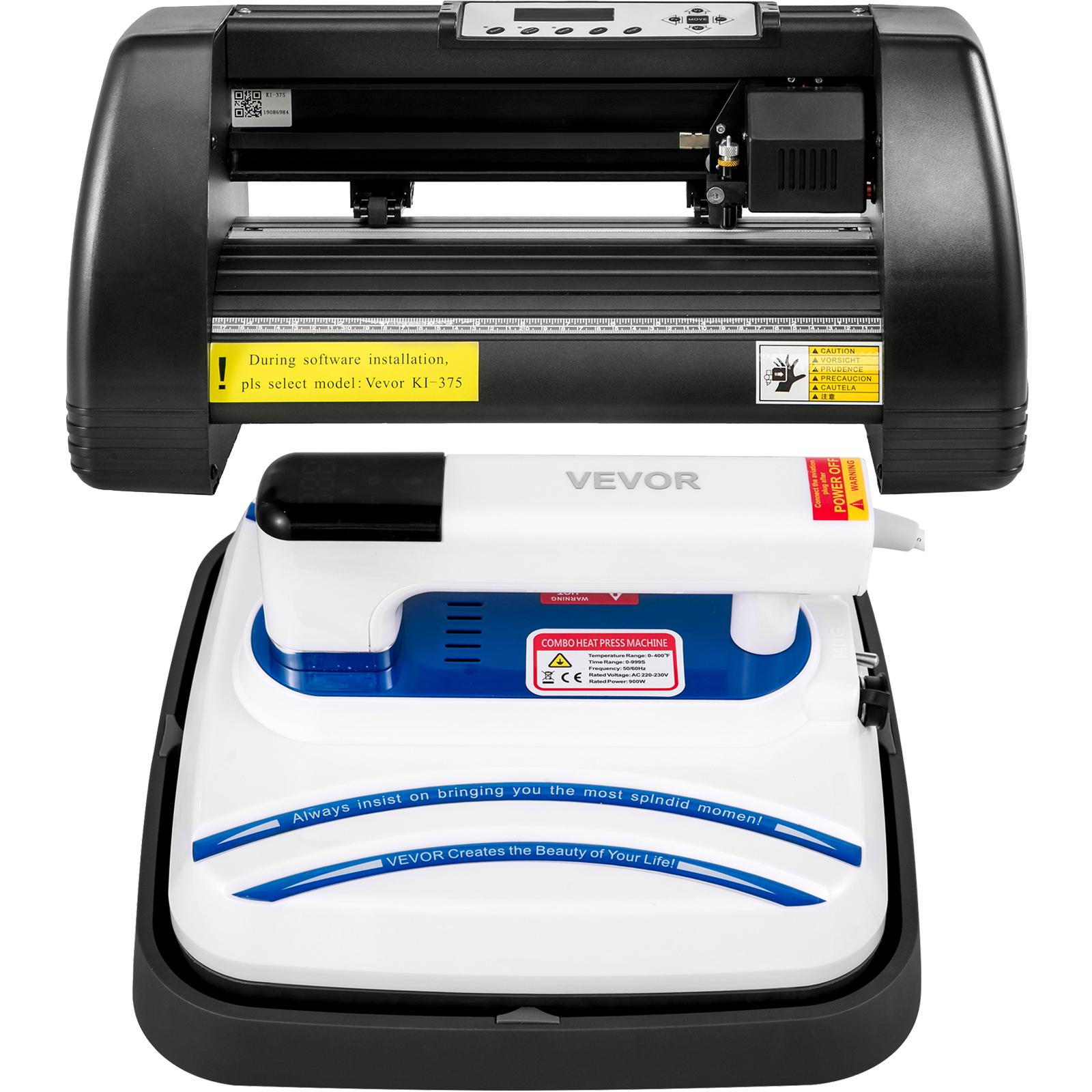 Vevor Heat Press 10"x10" Mini Portable + 14" Vinyl Cutter Plotter ...