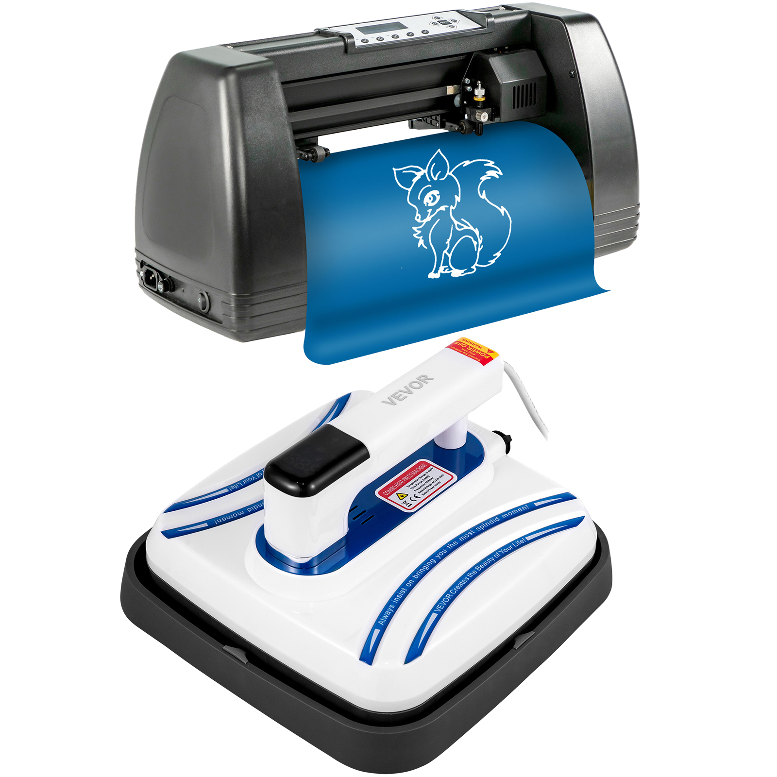 Vevor Heat Press 10"x10" Mini Portable + 14" Vinyl Cutter Plotter ...