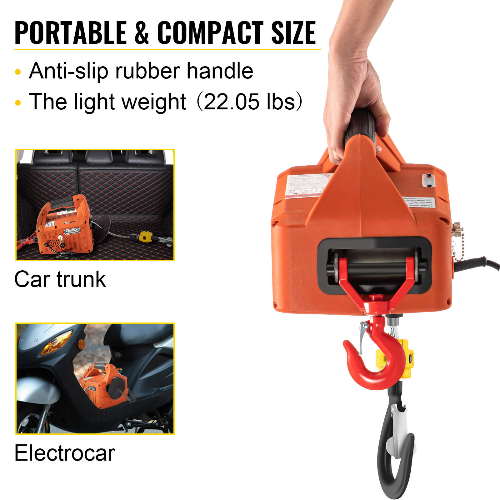 VEVOR Electric Hoist Winch Portable Electric Winch 1100lbs Wire Remote ...