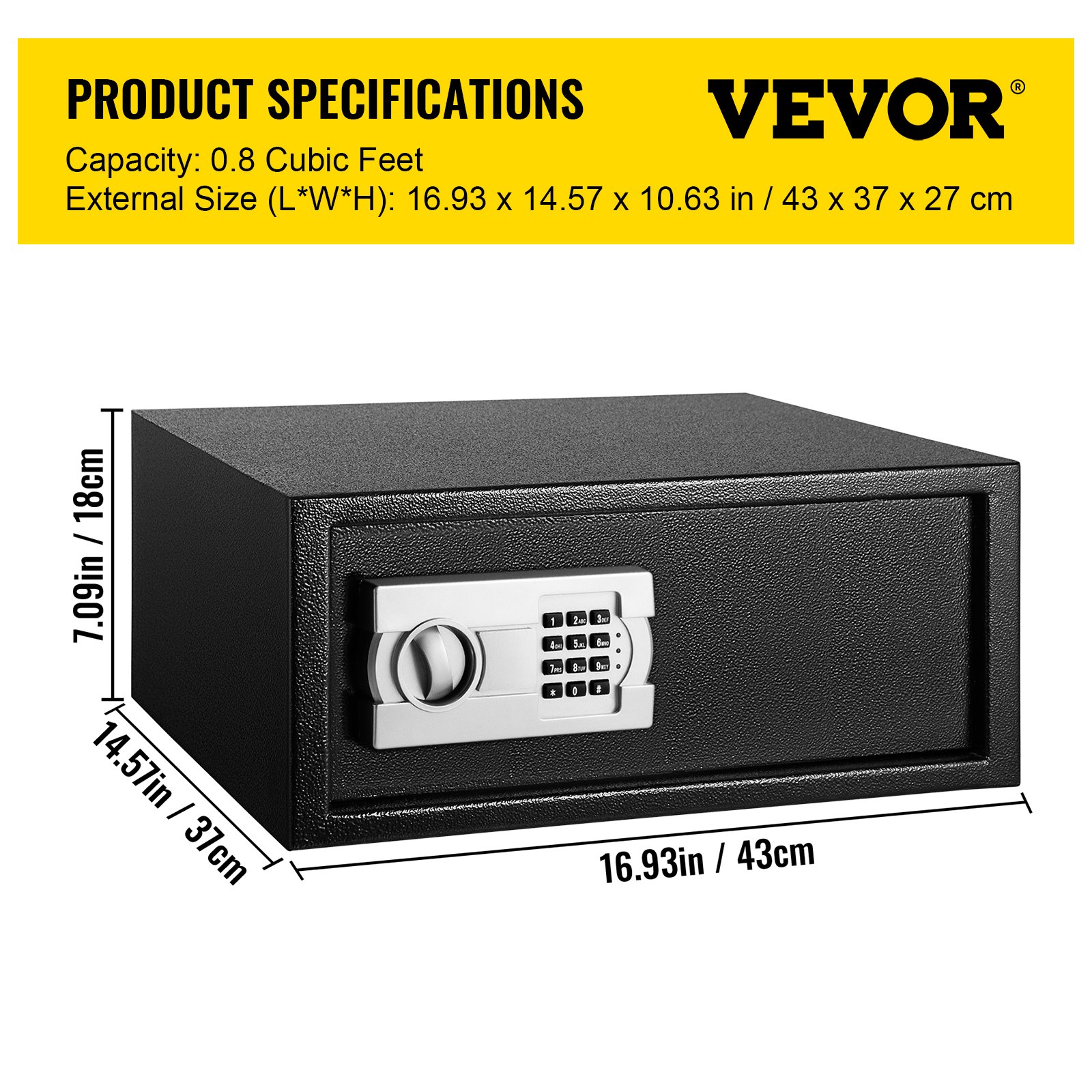 VEVOR Security Safe Box 0.8 Cubic Feet, Safe Deposit Box with Digital ...