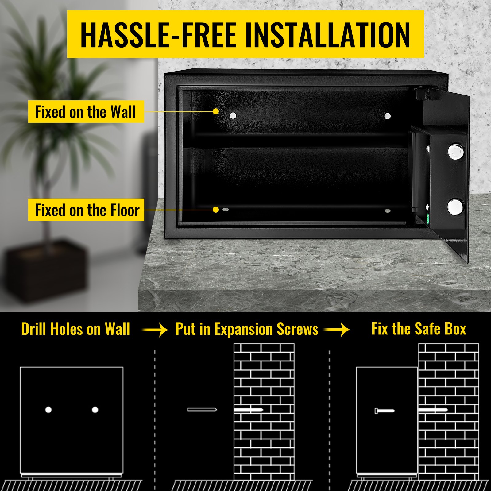 VEVOR Security Safe Box 1.1 Cubic Feet, Safe Deposit Box Black, Cabinet ...