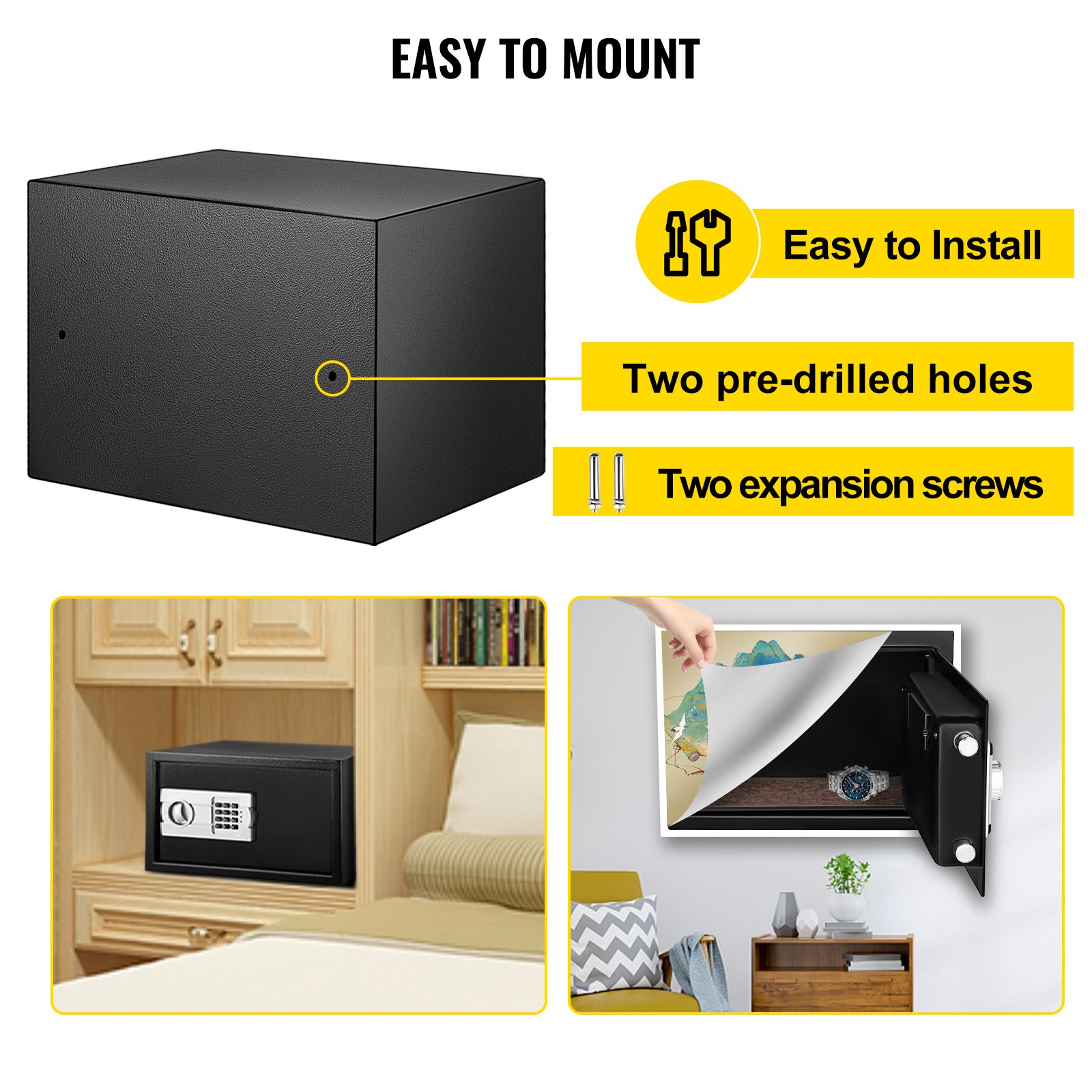 VEVOR Security Safe Box 1.2 Cubic Feet Deposit Box with Digital Lock ...