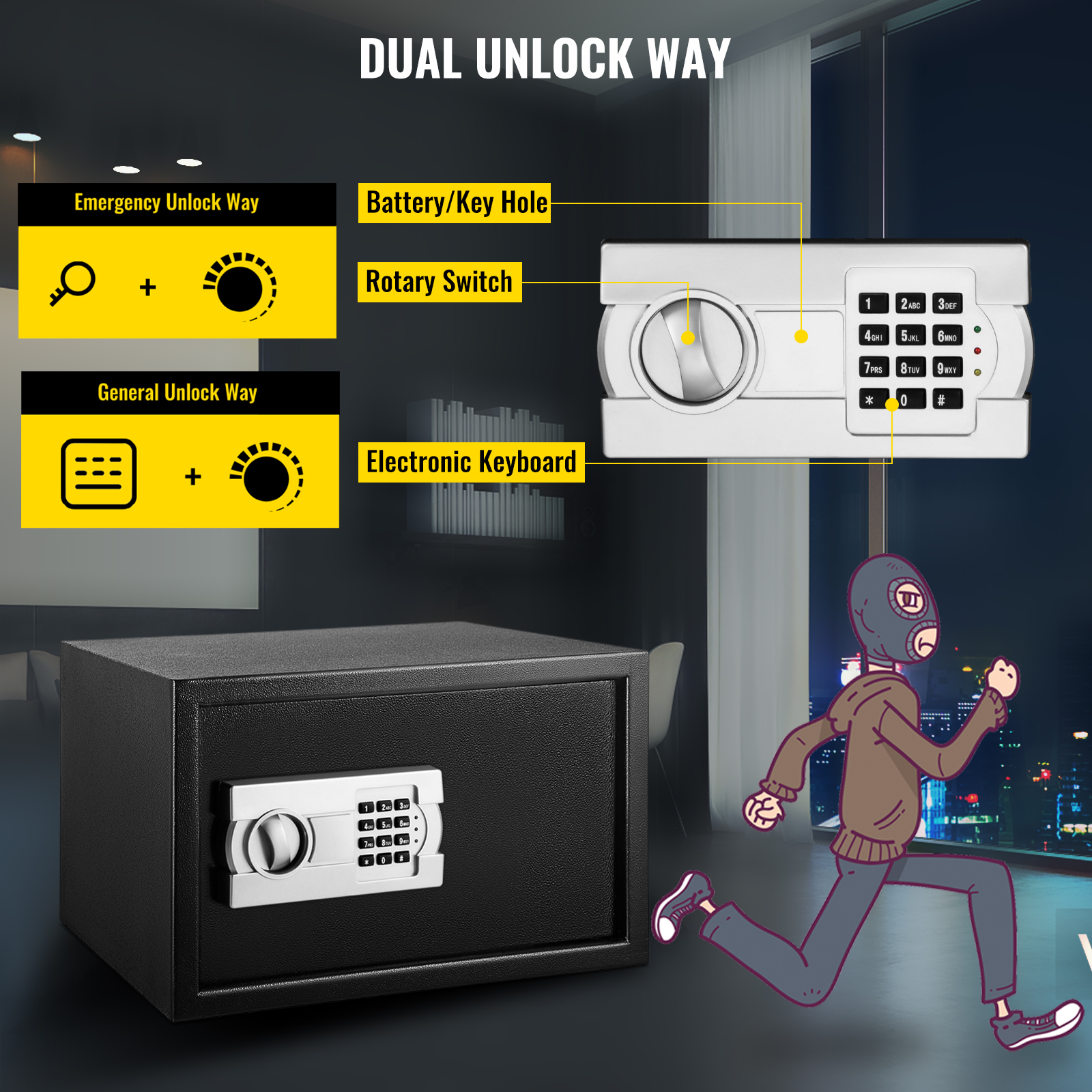 VEVOR Security Safe Box 1.2 Cubic Feet Deposit Box with Digital Lock ...