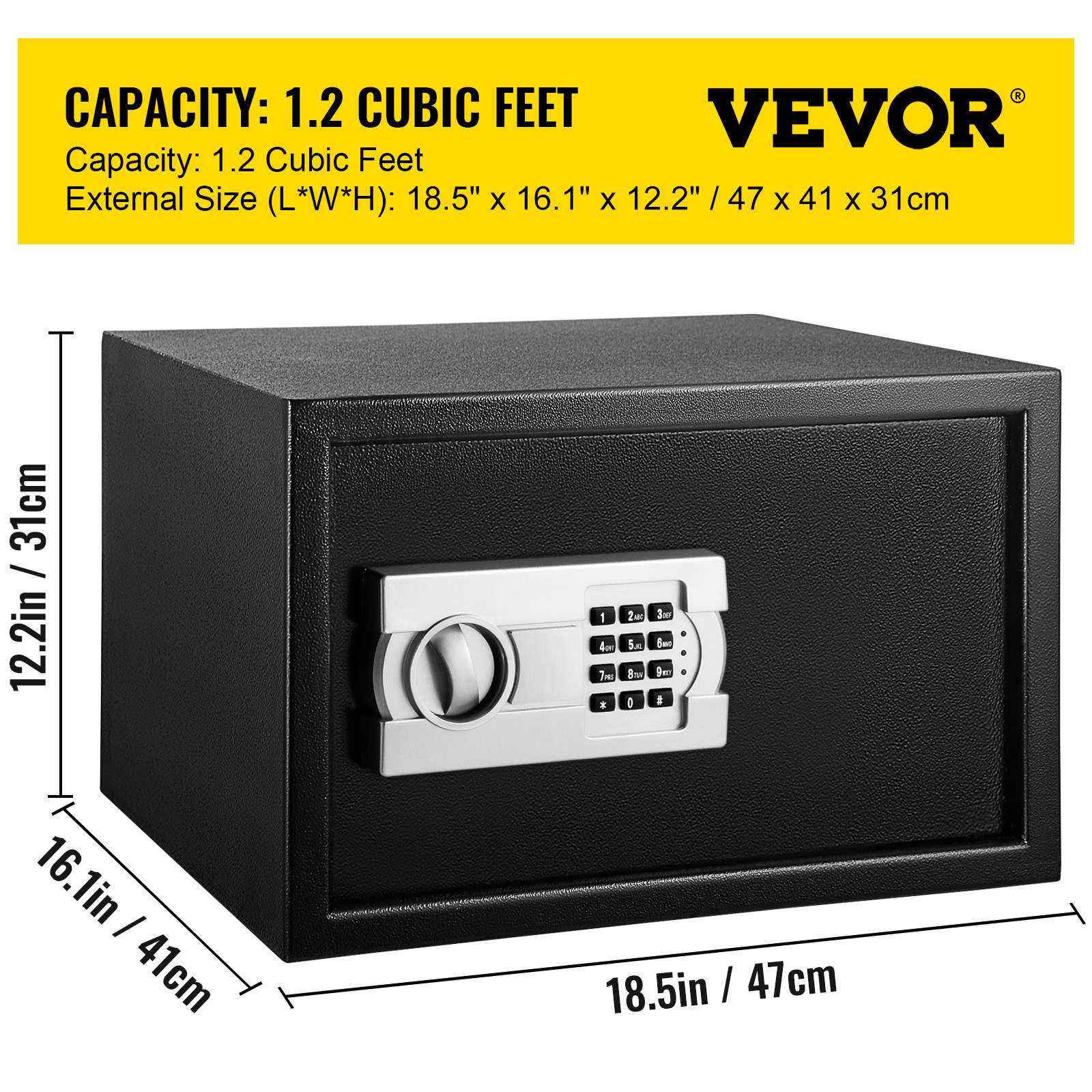 VEVOR Security Safe Box 1.2 Cubic Feet Deposit Box with Digital Lock ...
