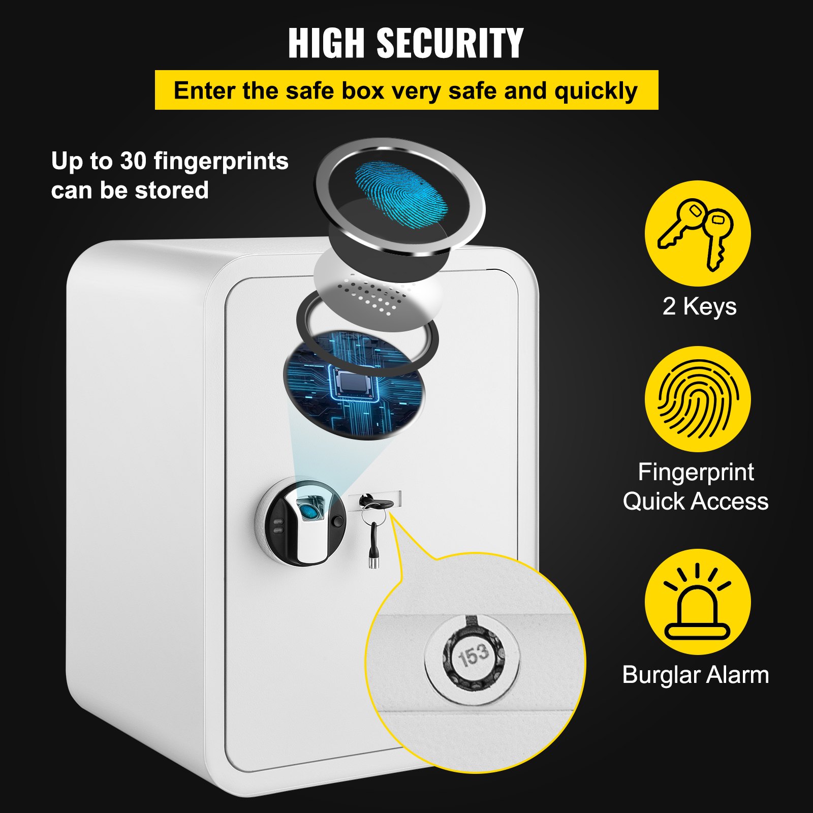VEVOR Safe Box Lock Security 1.8 Cubic Feet Cash Box with Removable ...