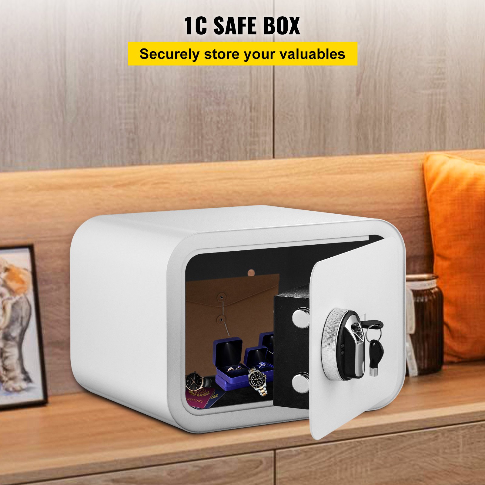 VEVOR Safe Box, 1 Cubic Foot Money Safe with Fingerprint Lock and Key ...
