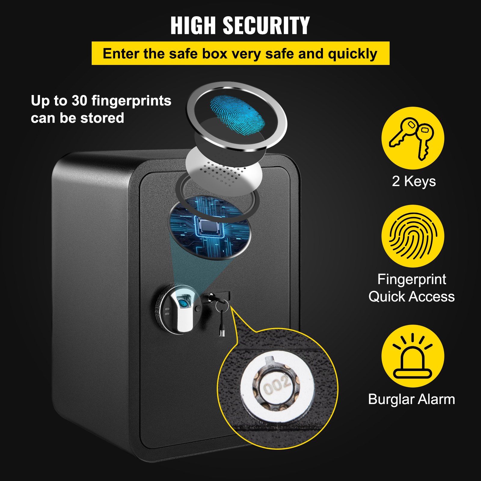 VEVOR Safe Box Lock Security 1.8 Cubic Feet Cash Box with Removable ...