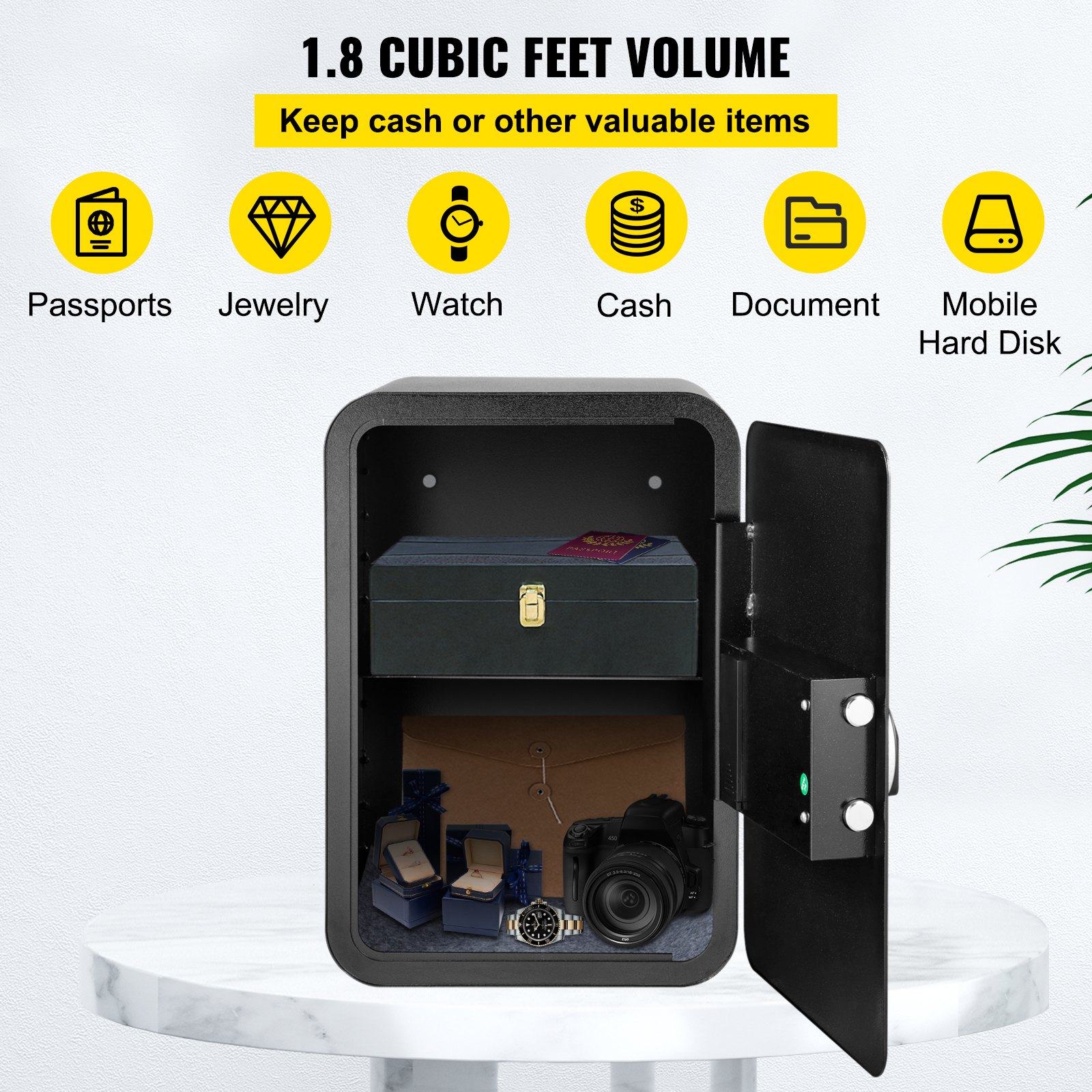 VEVOR Safe Box Lock Security 1.8 Cubic Feet Cash Box with Removable ...