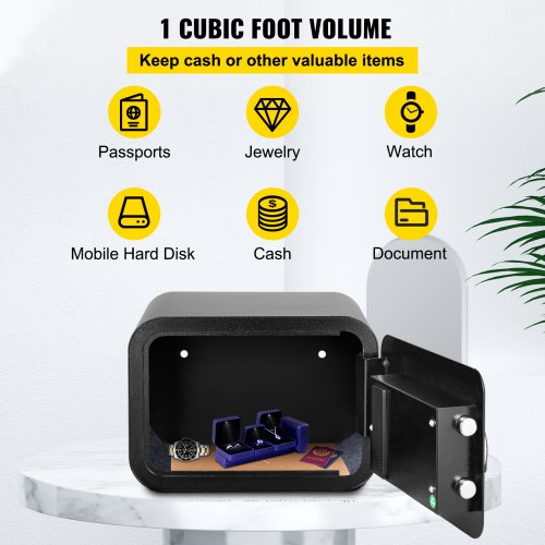 VEVOR Safe Box Lock Biometric 1 Cubic Feet Cash Box Key Home Office ...